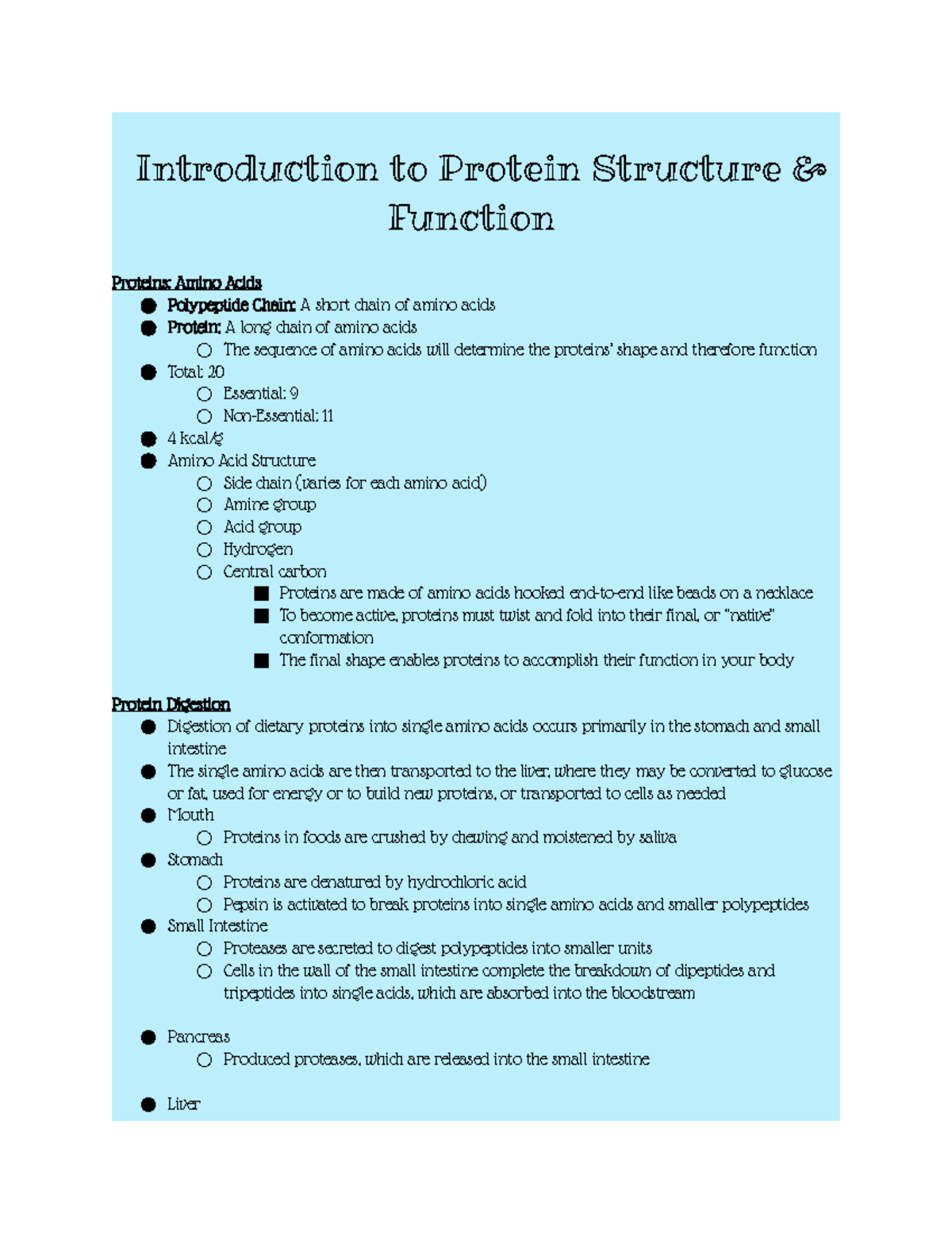 Introduction to Protein Structure Function - Introduction to Protein ...