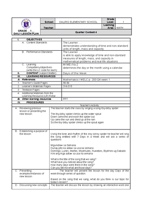 Detailed Lesson PLAN mathematics - DETAILED LESSON PLAN IN MATHEMATICS ...