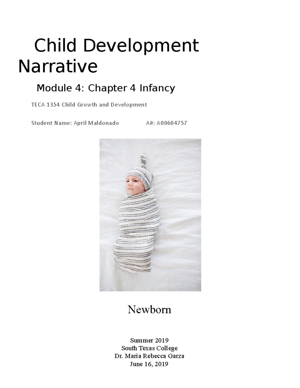 CDN Chapter 4 - Child Development Narrative Module 4: Chapter 4 Infancy ...