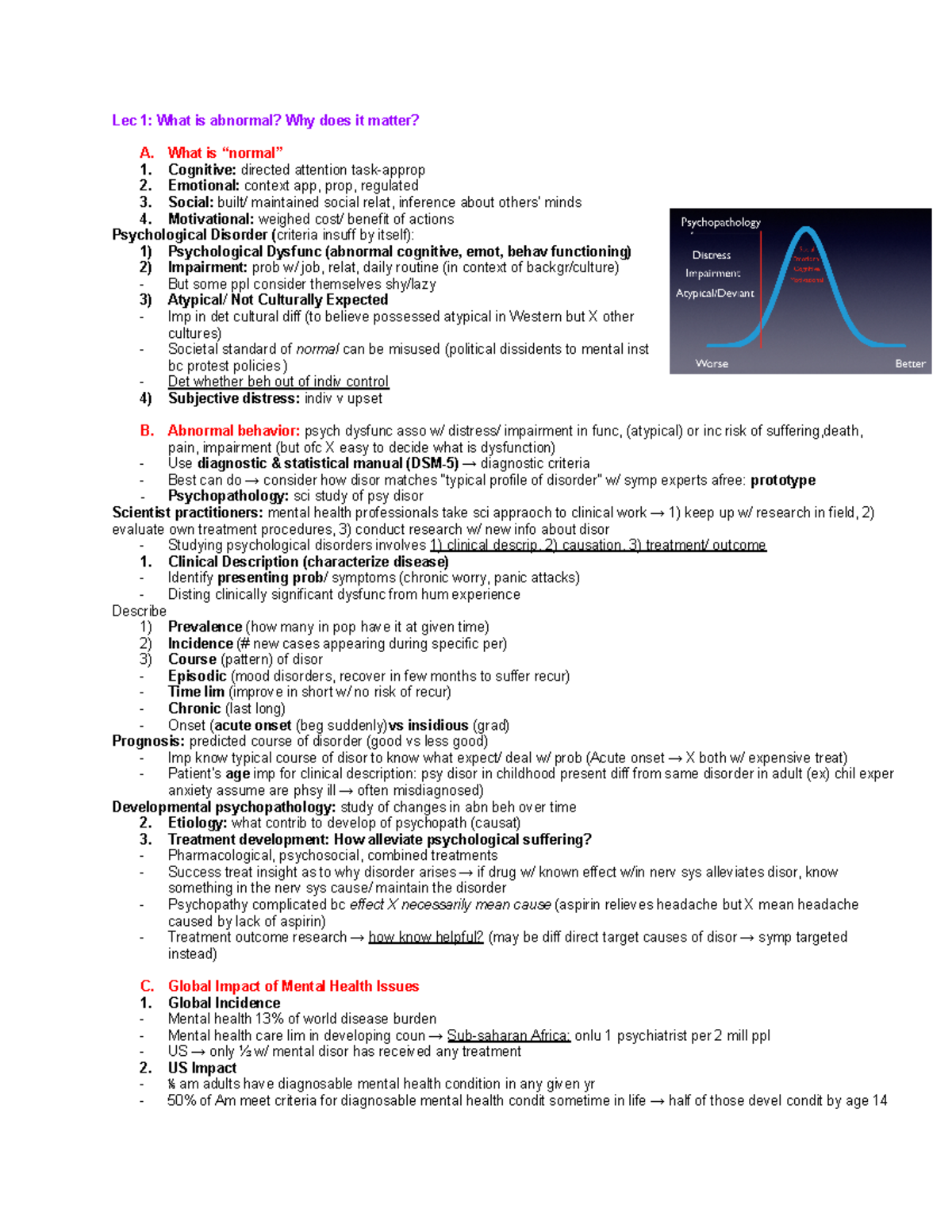 Psy 105 Week 1 Intro - Lec 1: What is abnormal? Why does it matter? **A ...