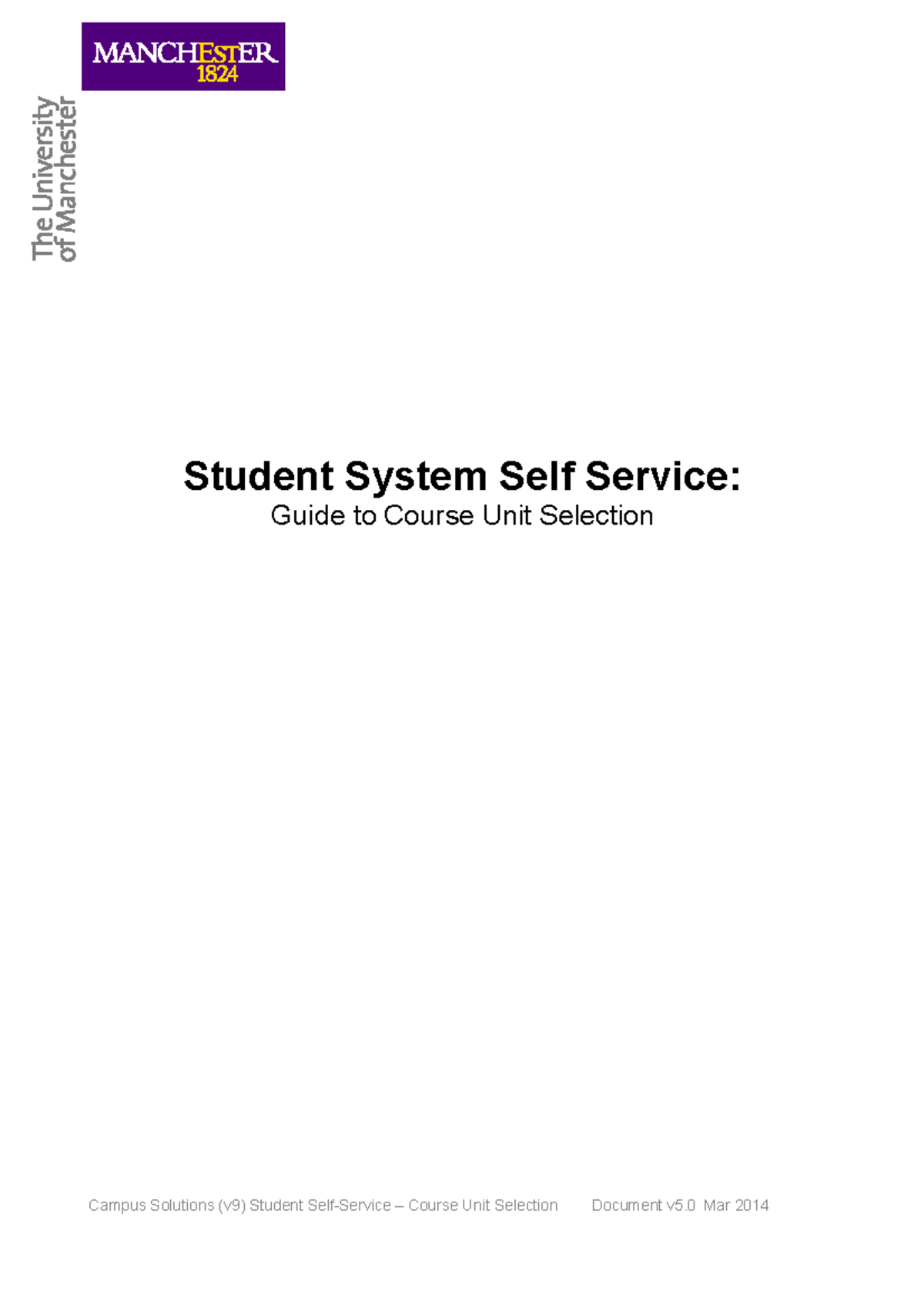 Student Guide to Selecting Course Units - Student System Self Service ...