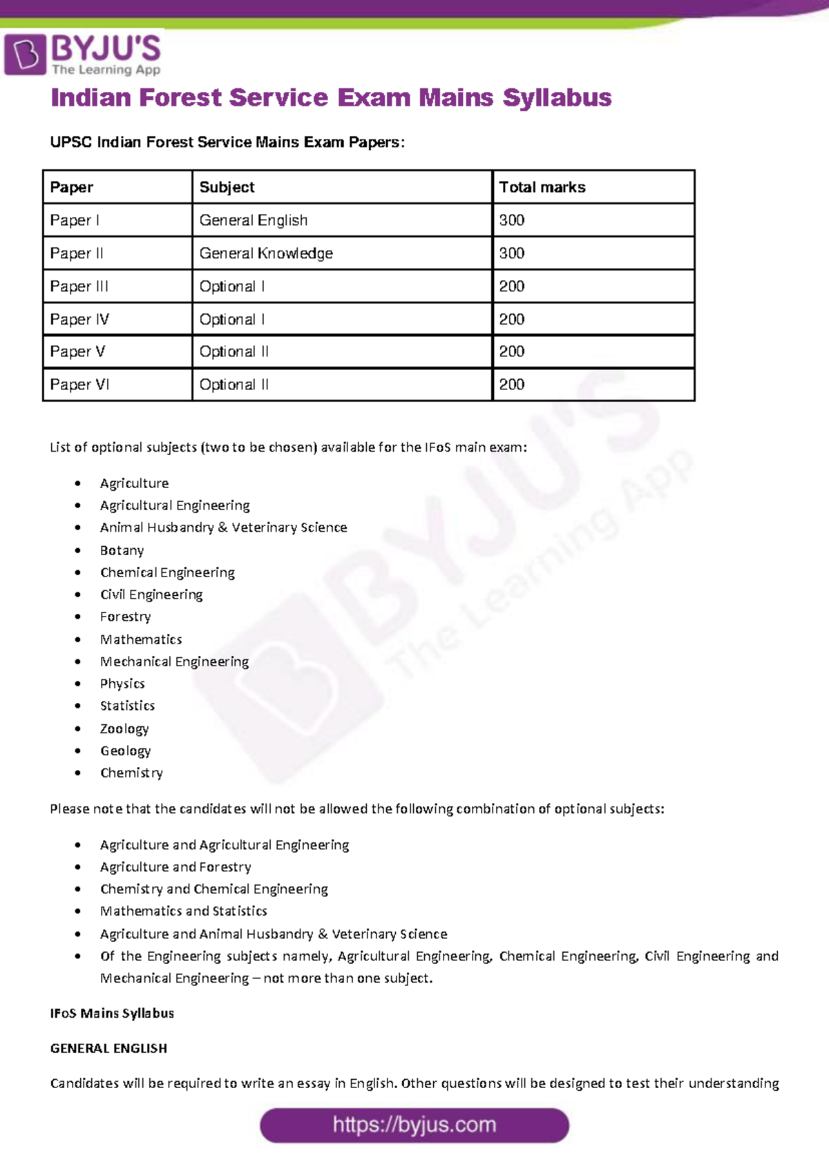 Indian Forest Service Exam Mains Syllabus - IFoS Mains Syllabus GENERAL ...