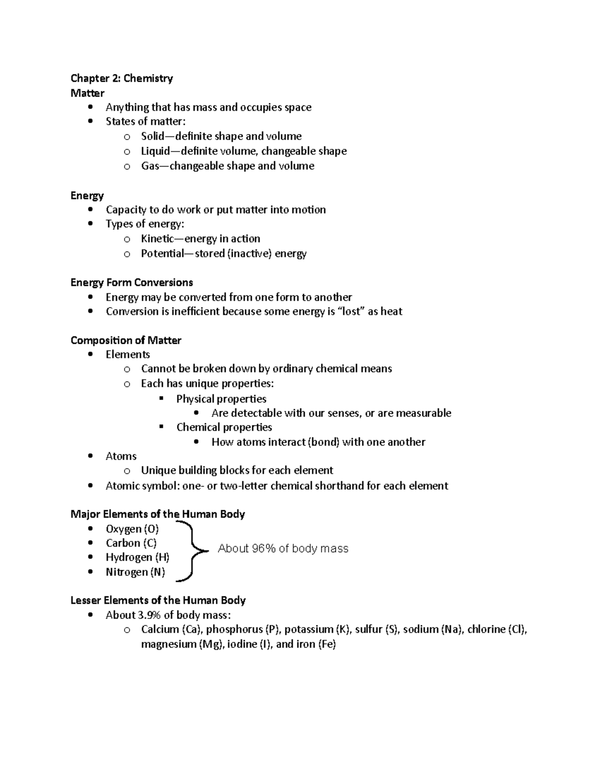 Chapter 2 Chemistry - cpcc - Chapter 2: Chemistry Matter Anything that ...