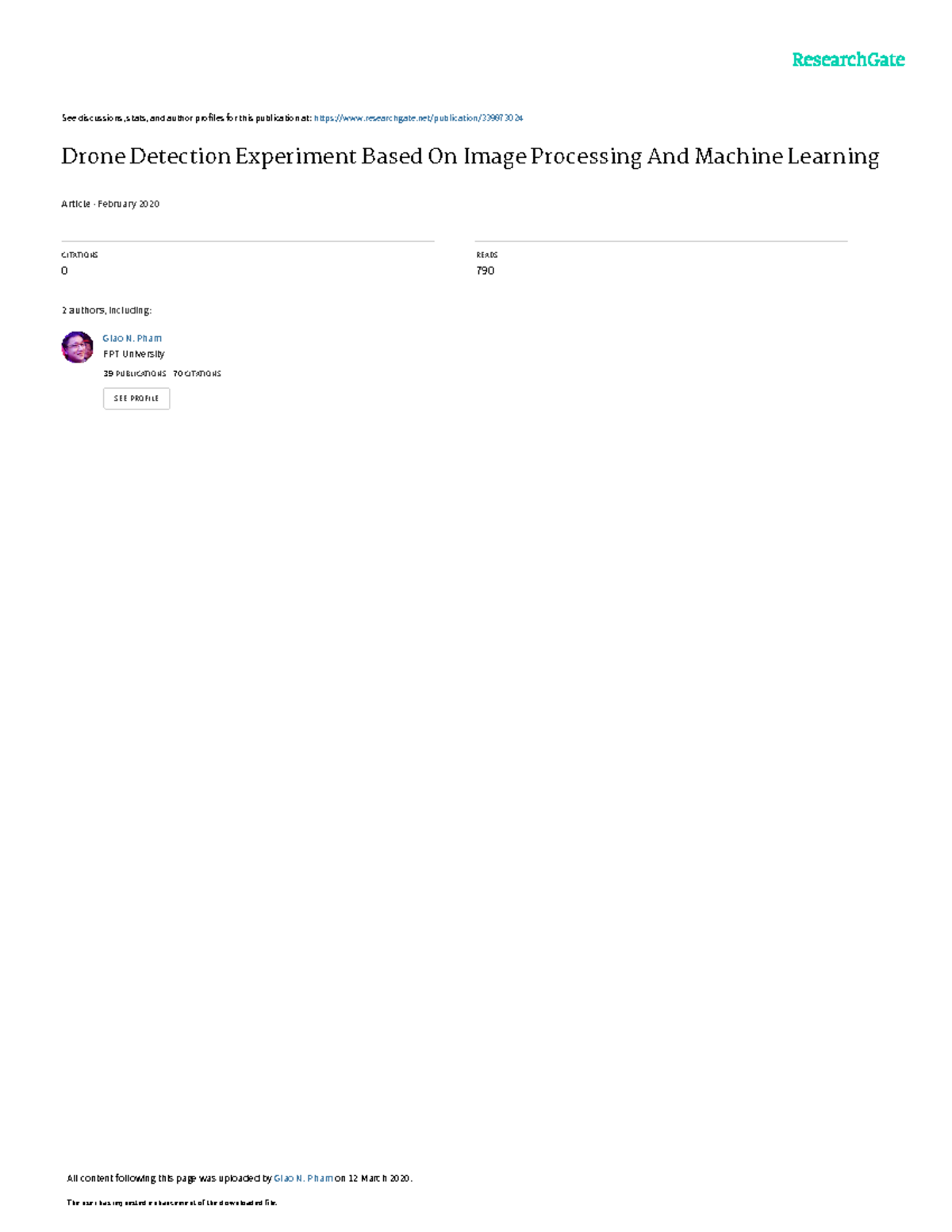 Drone Detection Experiment Based On Image Processing And Machine Learning Project Research