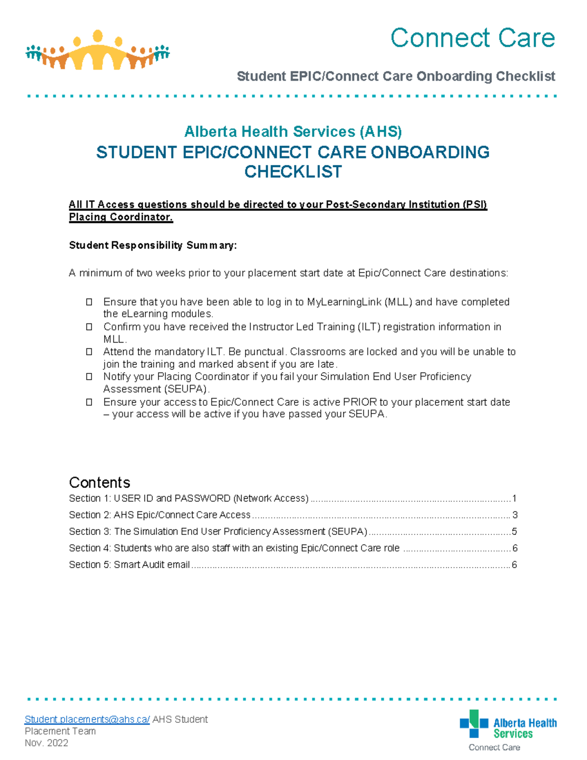 Connect care - gives you the list of things to achieve - Connect Care ...