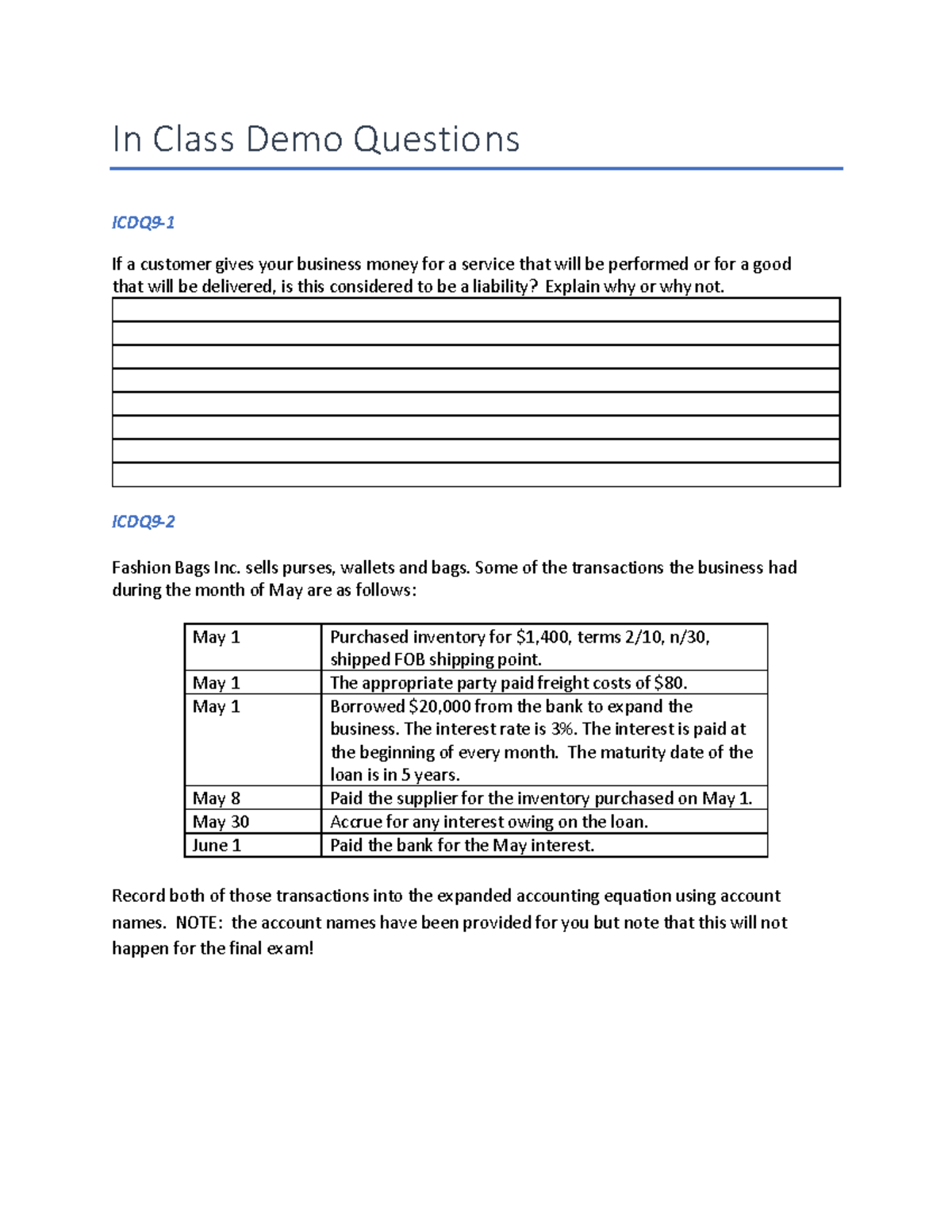 Chapter 9 - In Class Demo Questions - W2023 - In Class Demo Questions ...