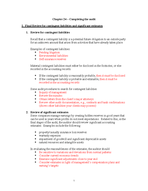 Chapter 8 Audit Planning and Materiality - Chapter 8 Audit Planning and ...