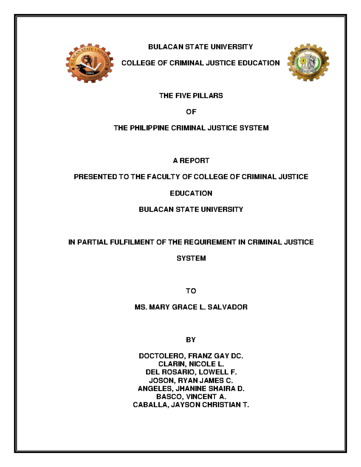 Observation-report - observation about 5 pillars of criminal justice ...