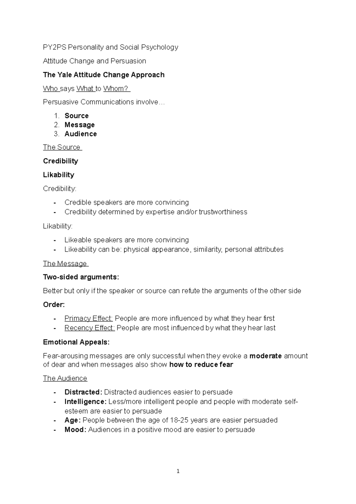 PY2PS 4 Attitude Change - PY2PS Personality and Social Psychology ...