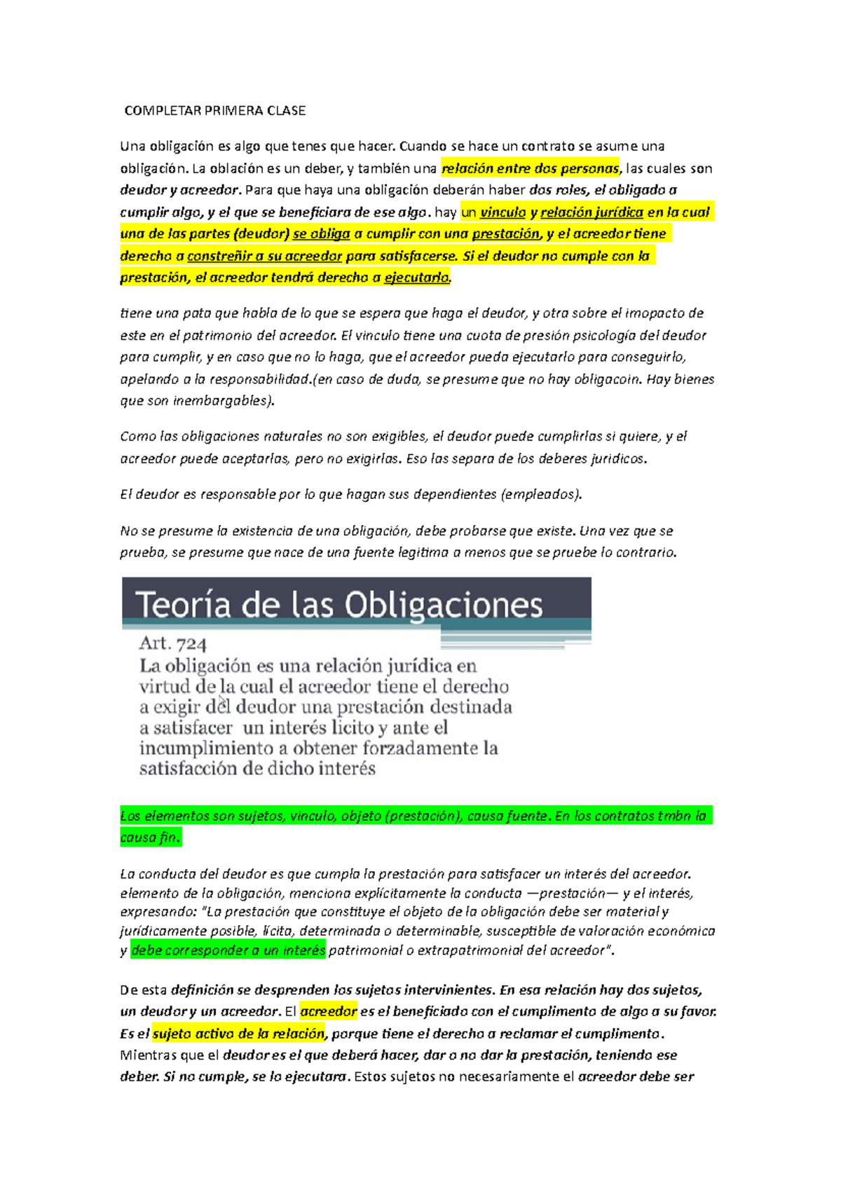 Obligaciones Presencial - COMPLETAR PRIMERA CLASE Una obligación es ...