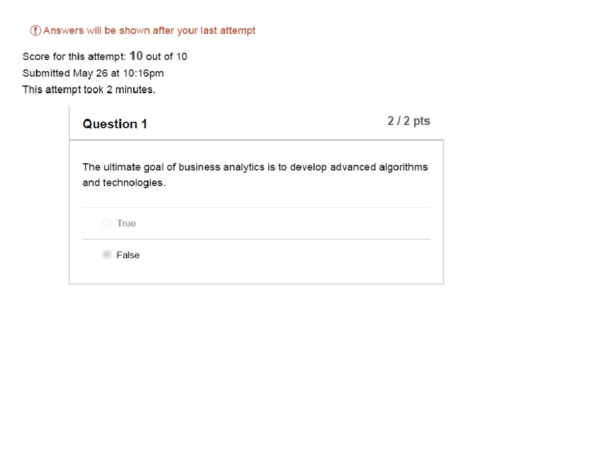 BCIS 5110 week 1 Quiz 1 Q1 - ! Answers will be shown after your last ...