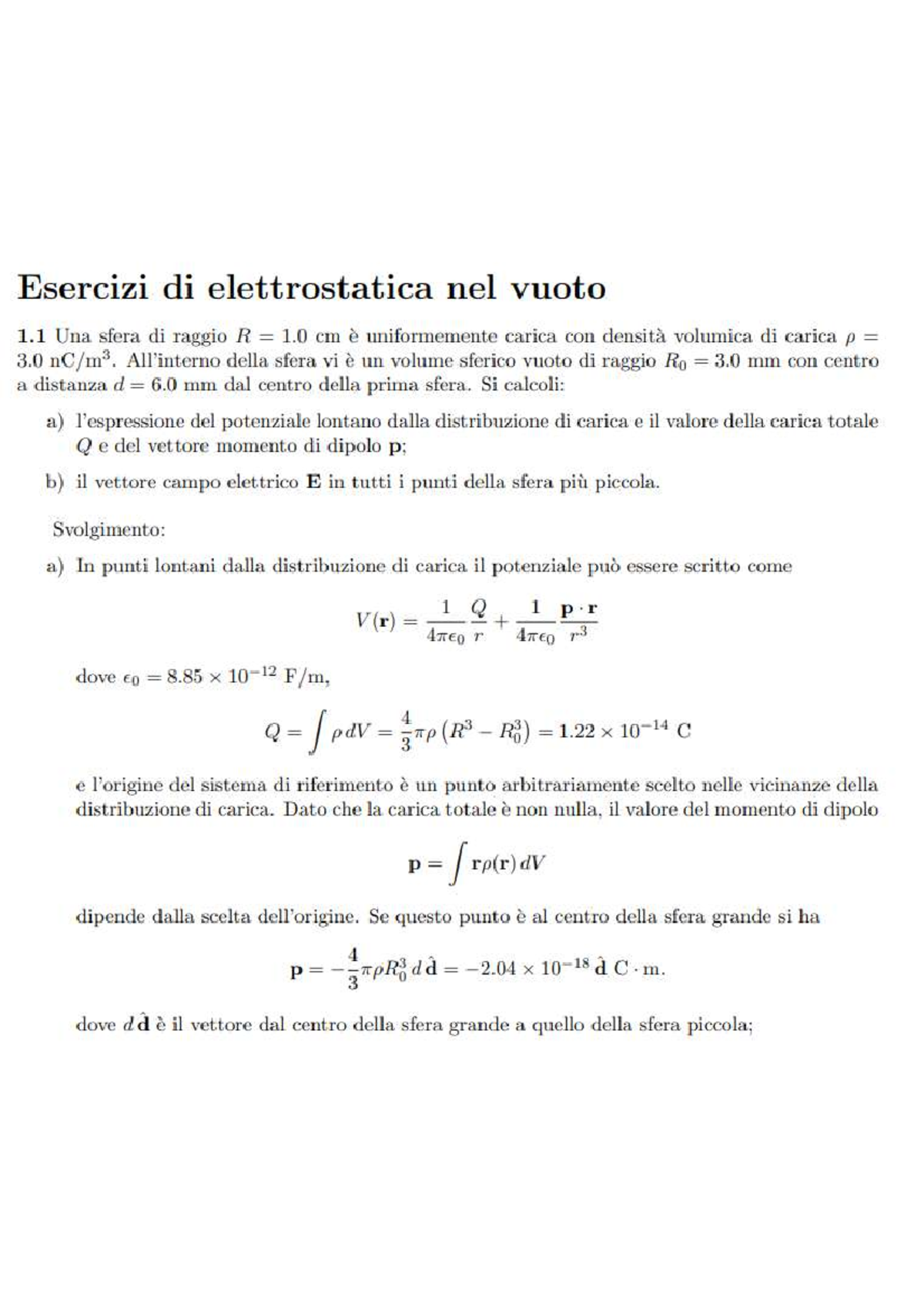 Esercizi elettrostatica - Fisica sperimentale - Studocu