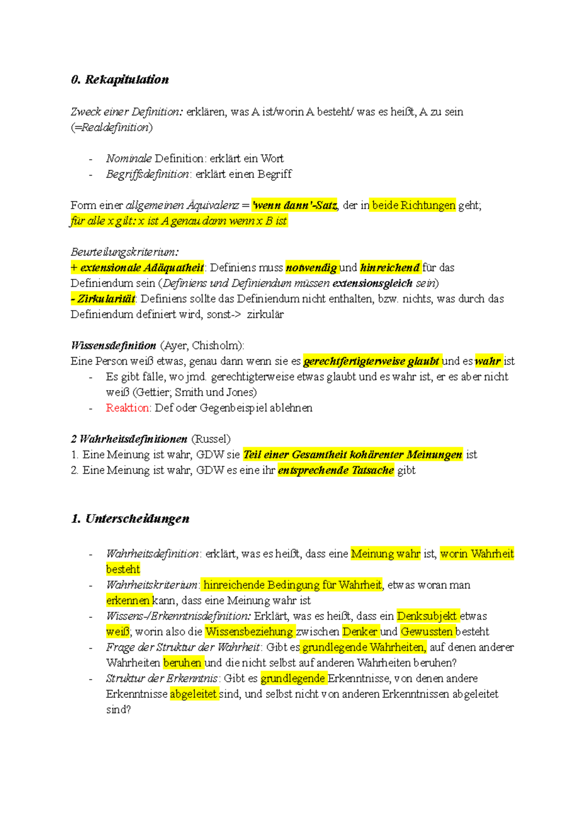 Mitschrift 5. Vorlesung Schlick - 0. Rekapitulation Zweck einer ...