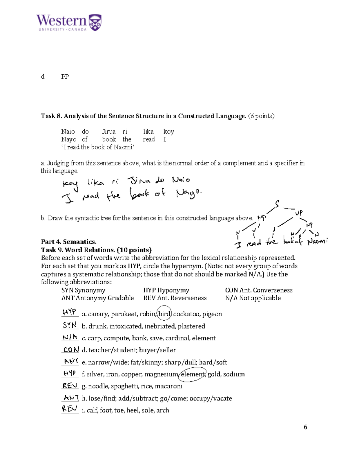 5 - Assignment 3 is all about writing syntax tree, ipa transcription,.. - 6 d. PP Task 8 ...