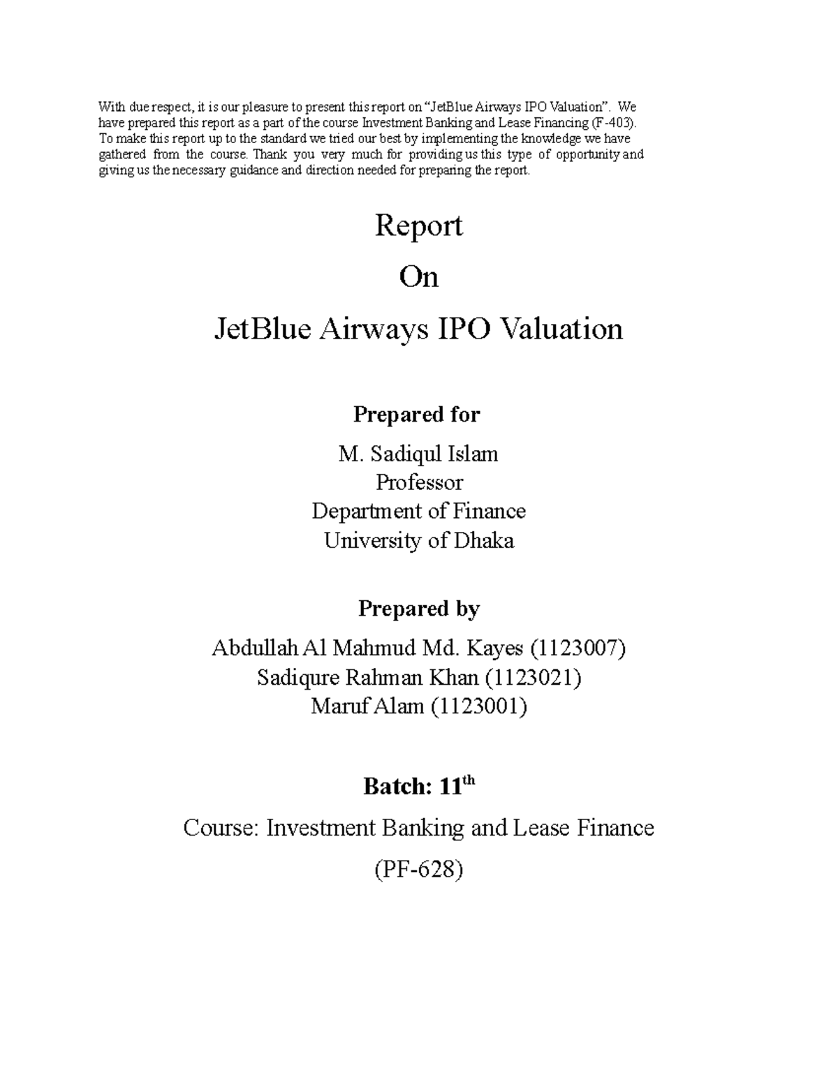 Draft Case Study - With due respect, it is our pleasure to present this ...