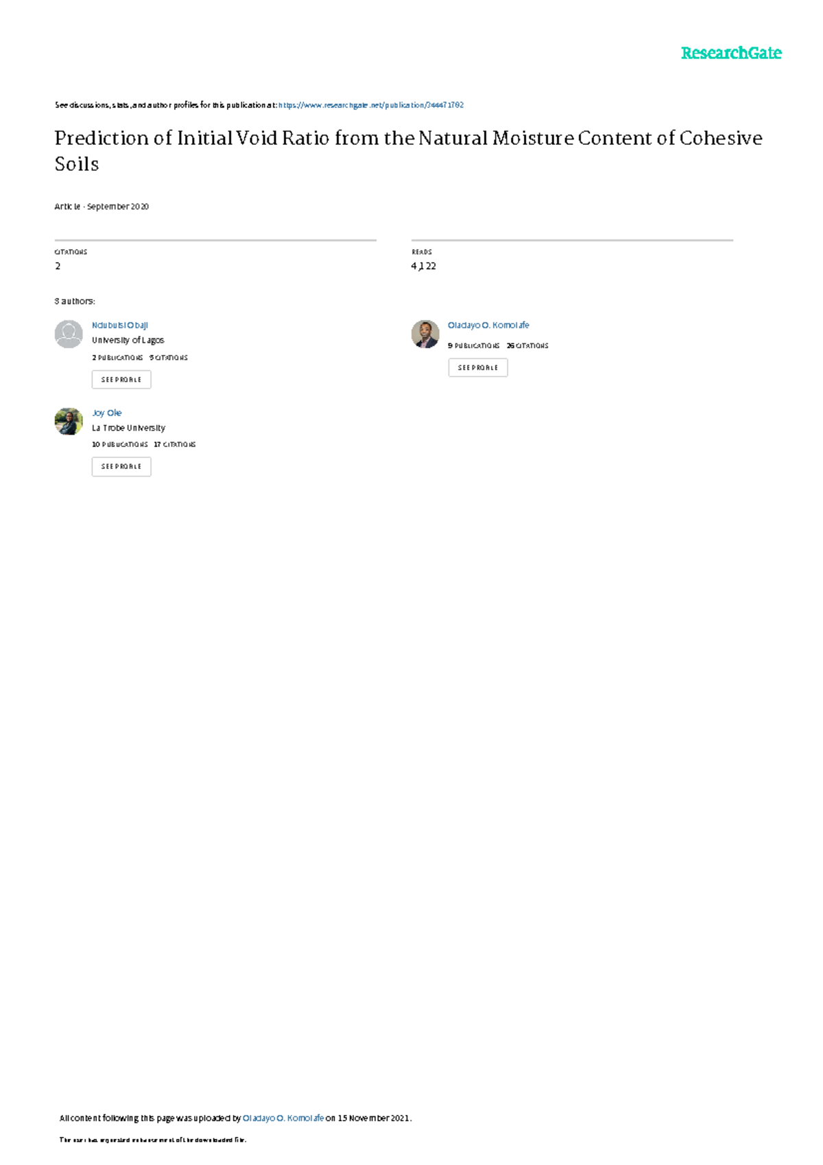 (e N60) Obaji, Komolafe, & Oke, 2020 - See discussions, stats, and ...