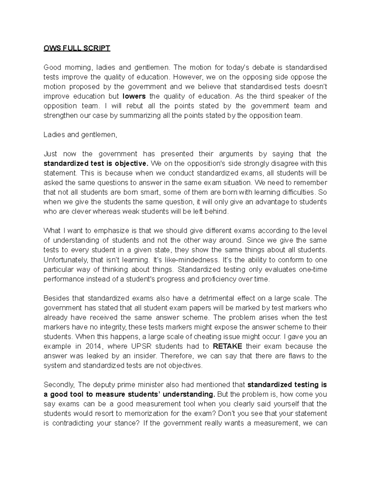 ELC092 ows script - OWS FULL SCRIPT Good morning, ladies and gentlemen ...