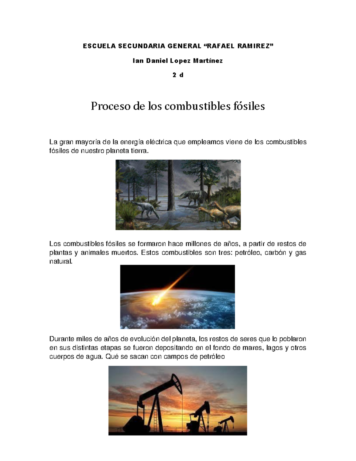 Combustibles fosiles - ... - ESCUELA SECUNDARIA GENERAL “RAFAEL RAMIREZ ...