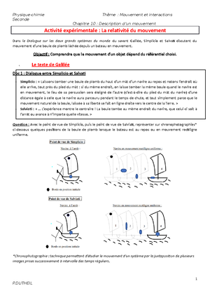 Chap 13 correction des exercices - Chapitre 13 : Mouvement d’un système Exercices QCM Vecteur ...