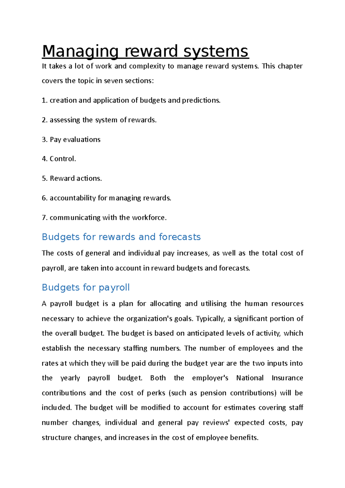 Managing reward systems - This chapter covers the topic in seven ...