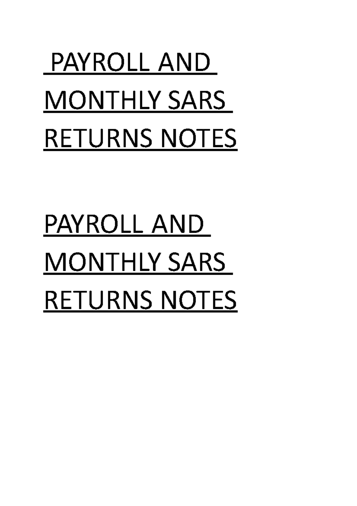 Payroll AND Monthly SARS Returns Notes - PAYROLL AND MONTHLY SARS ...