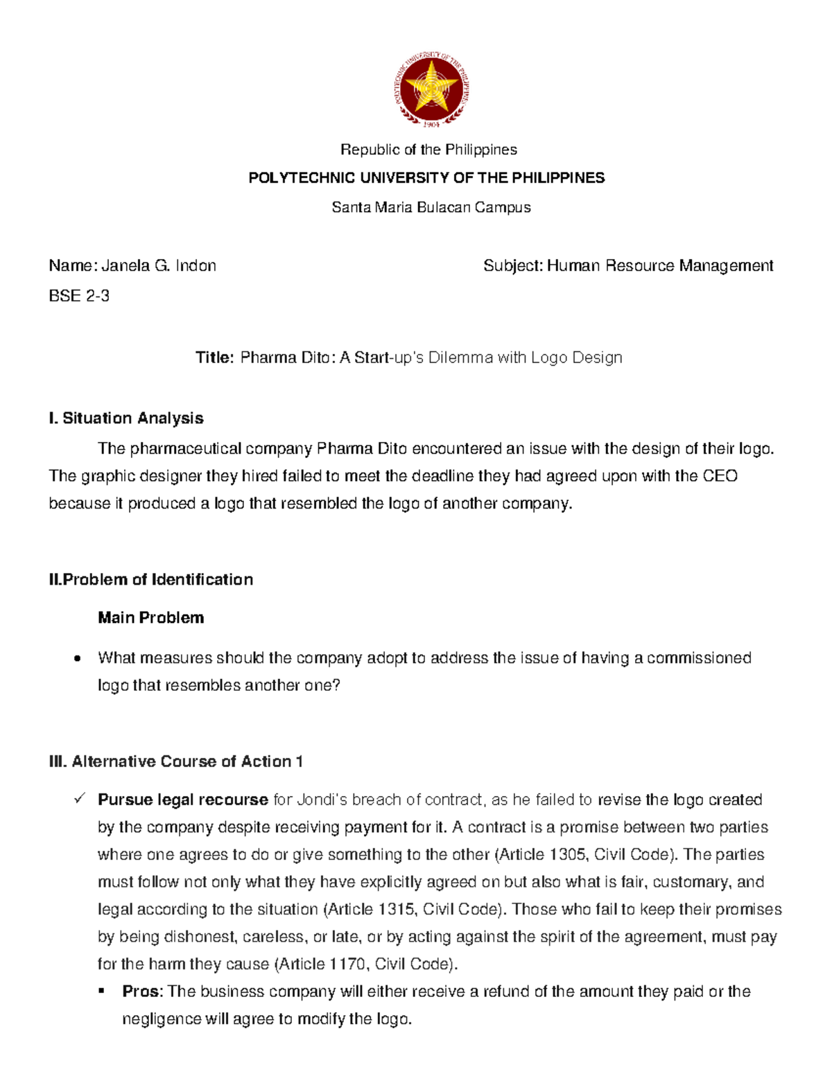 Task 5 case study - Republic of the Philippines POLYTECHNIC UNIVERSITY ...