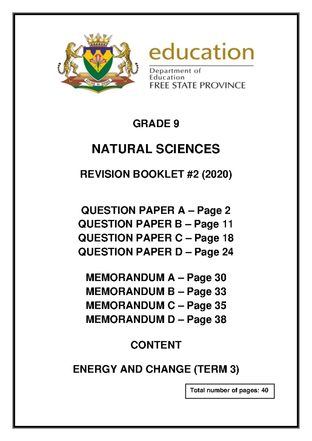 NS GR 09 TERM 03 - practice questions - GRADE 9 NATURAL SCIENCES ...