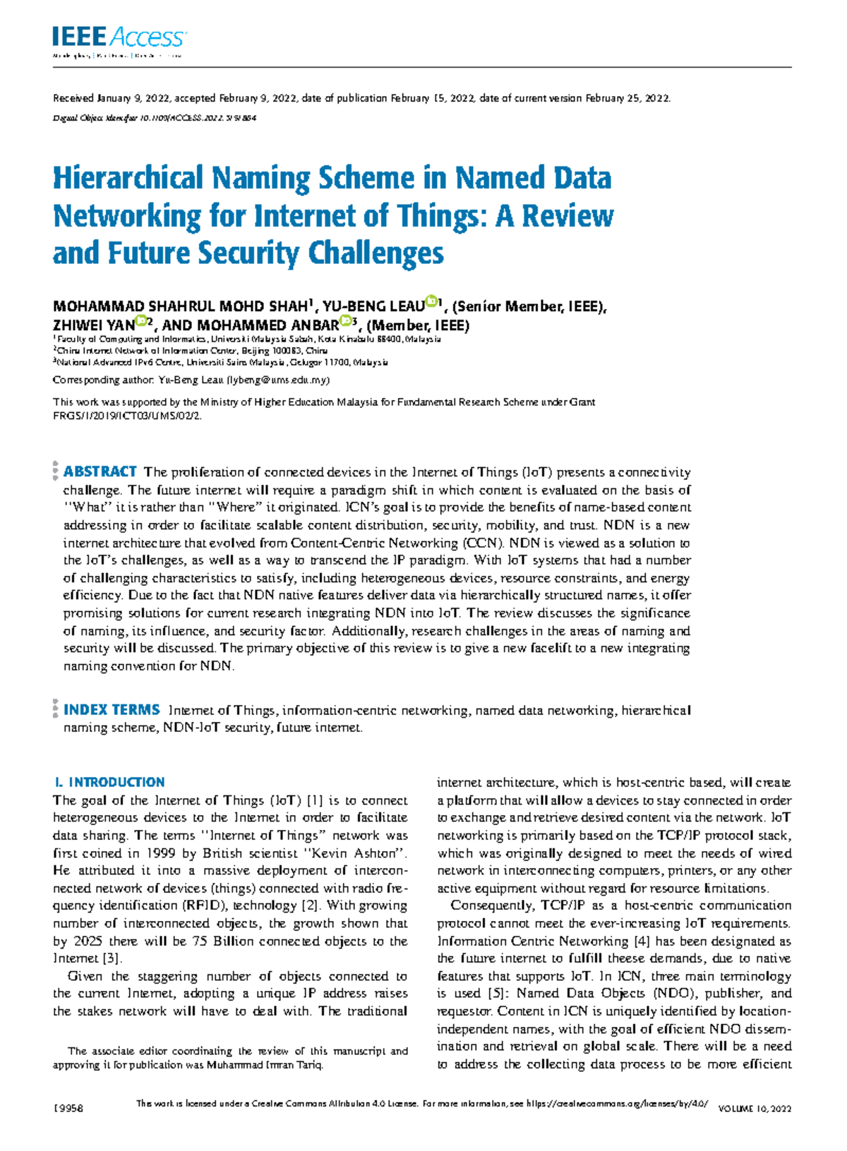 Hierarchical Naming Scheme In Named Data Networking For Internet Of Things A Review And Future