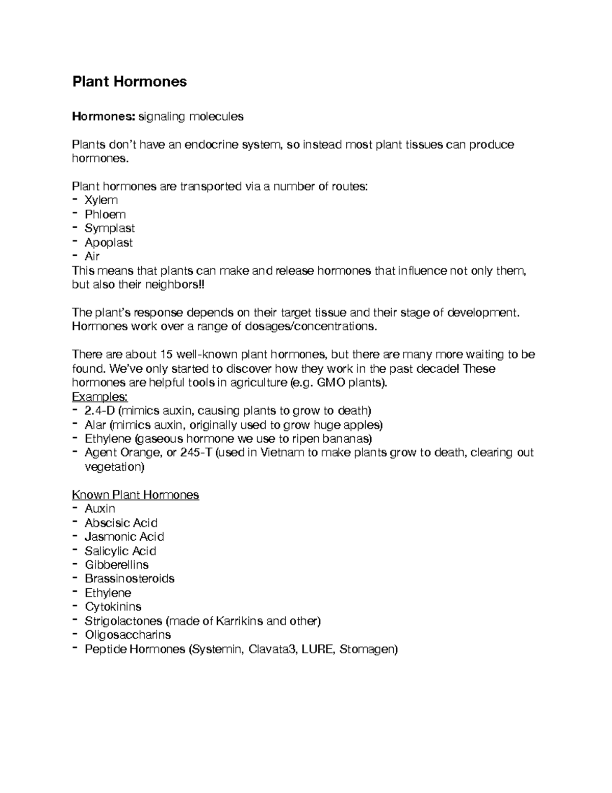 Plant Hormones - Prof. Rick Vierstra - Plant Hormones Hormones ...