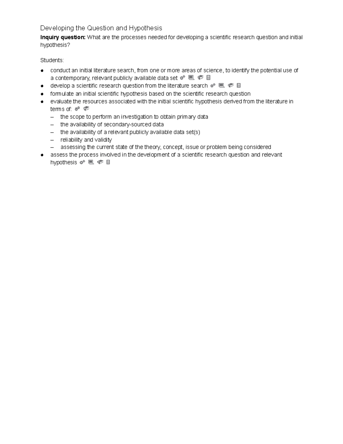 Module 2 extensive inquiry 1 notes - Developing the Question and ...