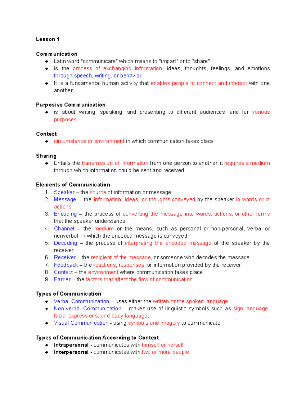 Purcom - Lesson 1 Communication Latin word "communicare" which means to ...