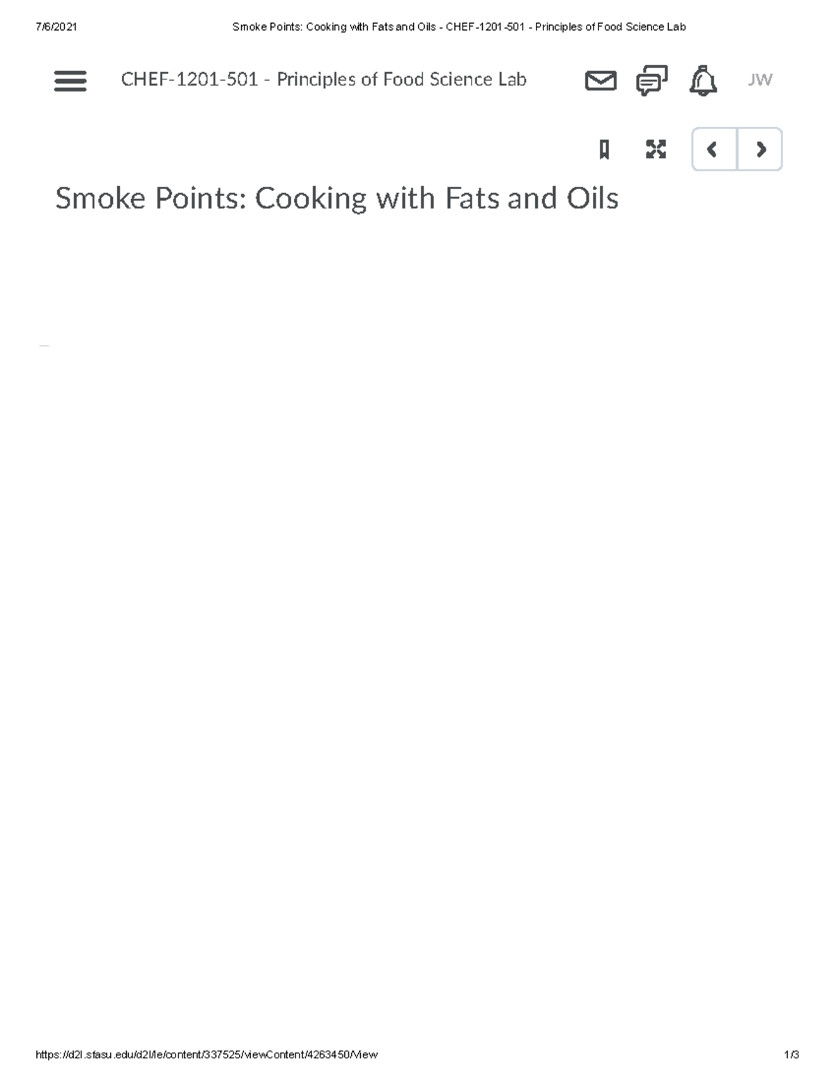 Smoke Points Cooking with Fats and Oils - CHEF-1201-501 - Principles of ...