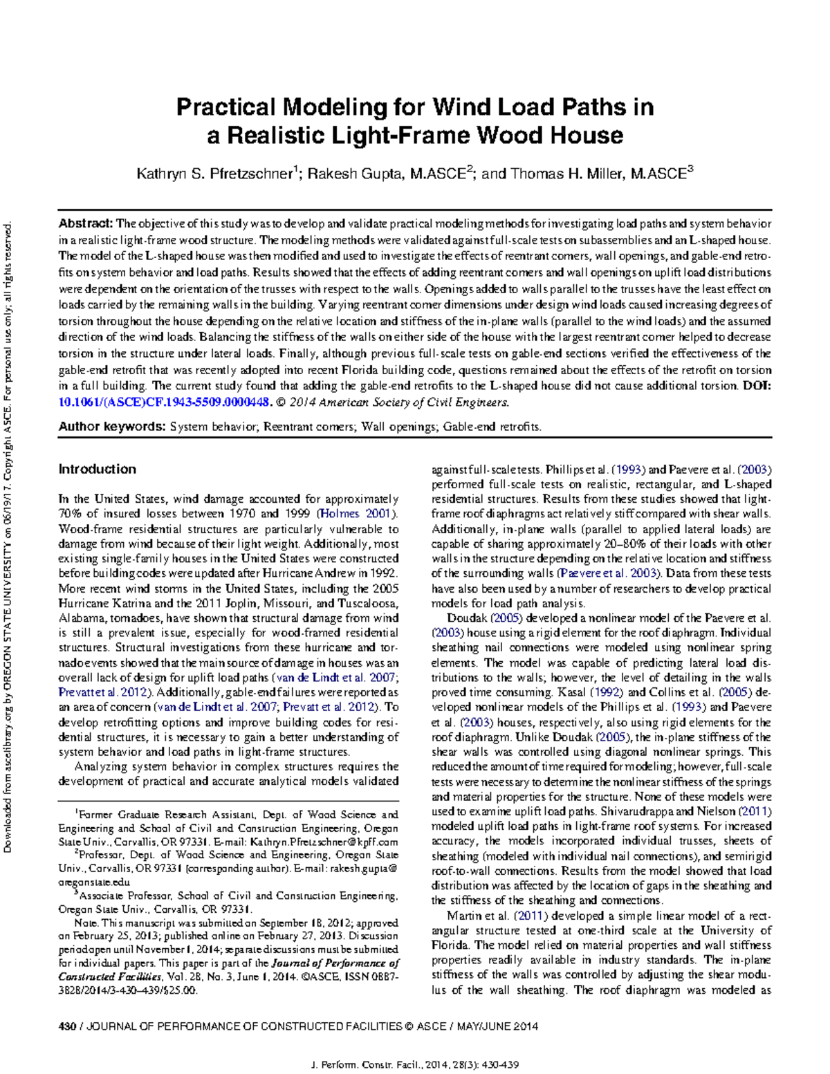 Practical Modeling for Wind Load Paths in a Realistic Light-Frame Wood ...