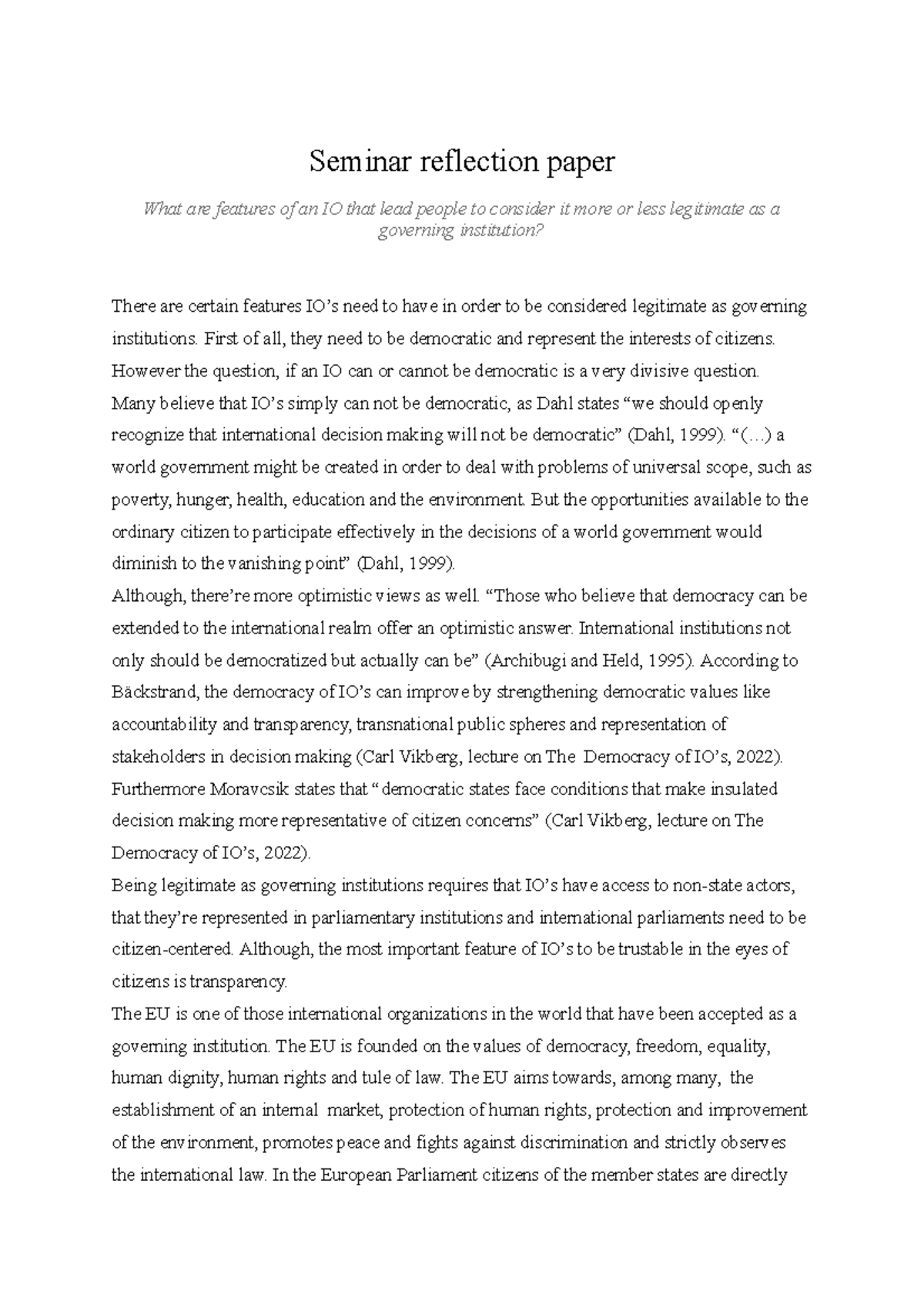 Seminar 3 reflection paper - Seminar reflection paper What are features ...