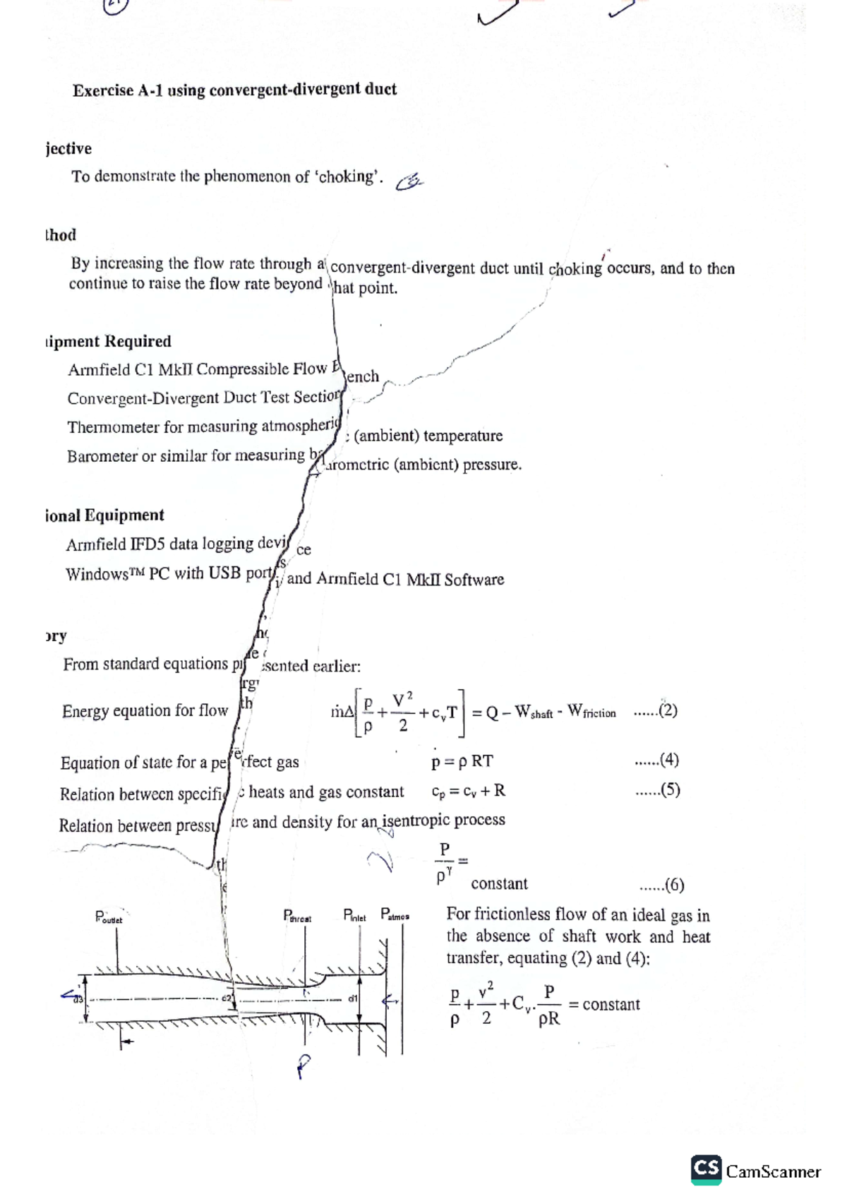 Compressible flow bench - Intro to fluid mechanics - Studocu