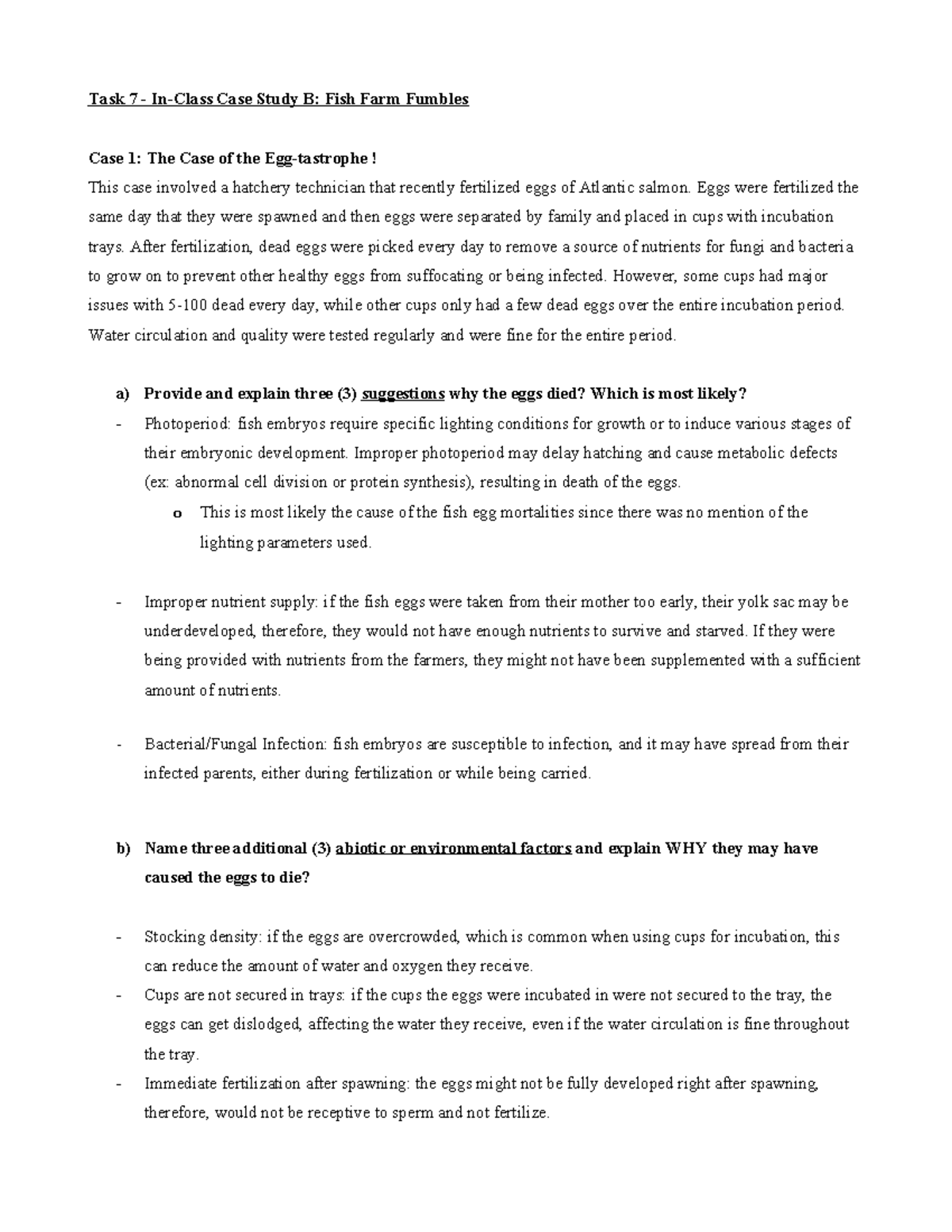 Task Assignment 7 - Case Study B - Task 7 - In-Class Case Study B: Fish ...