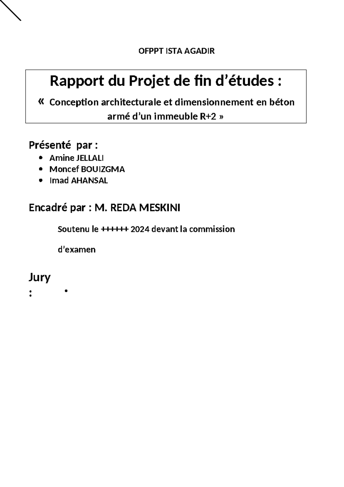 Rapport de projet de fin de formation - Rapport du Projet de fin d’études : « Conception - Studocu
