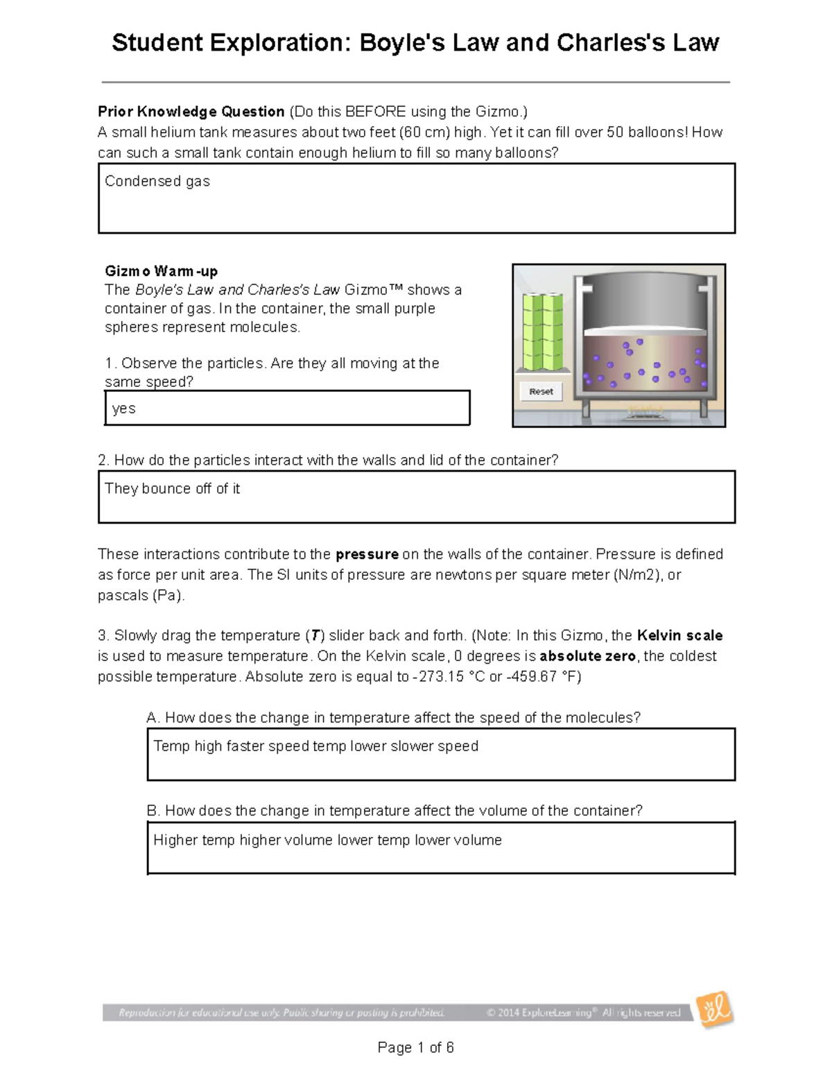 Copy of Student Exploration Boyle's Law and Charles's Law - Prior ...