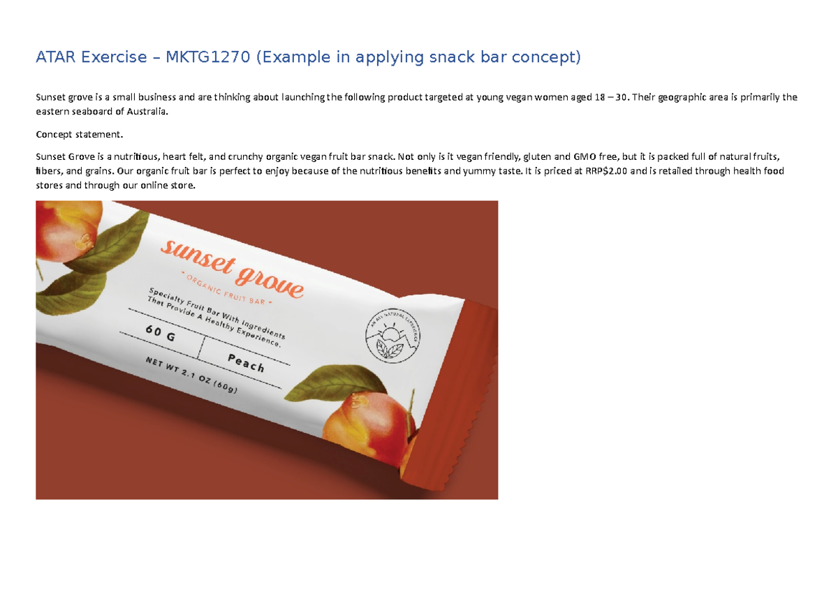 ATAR Assignment template - ATAR Exercise – MKTG1270 (Example in ...