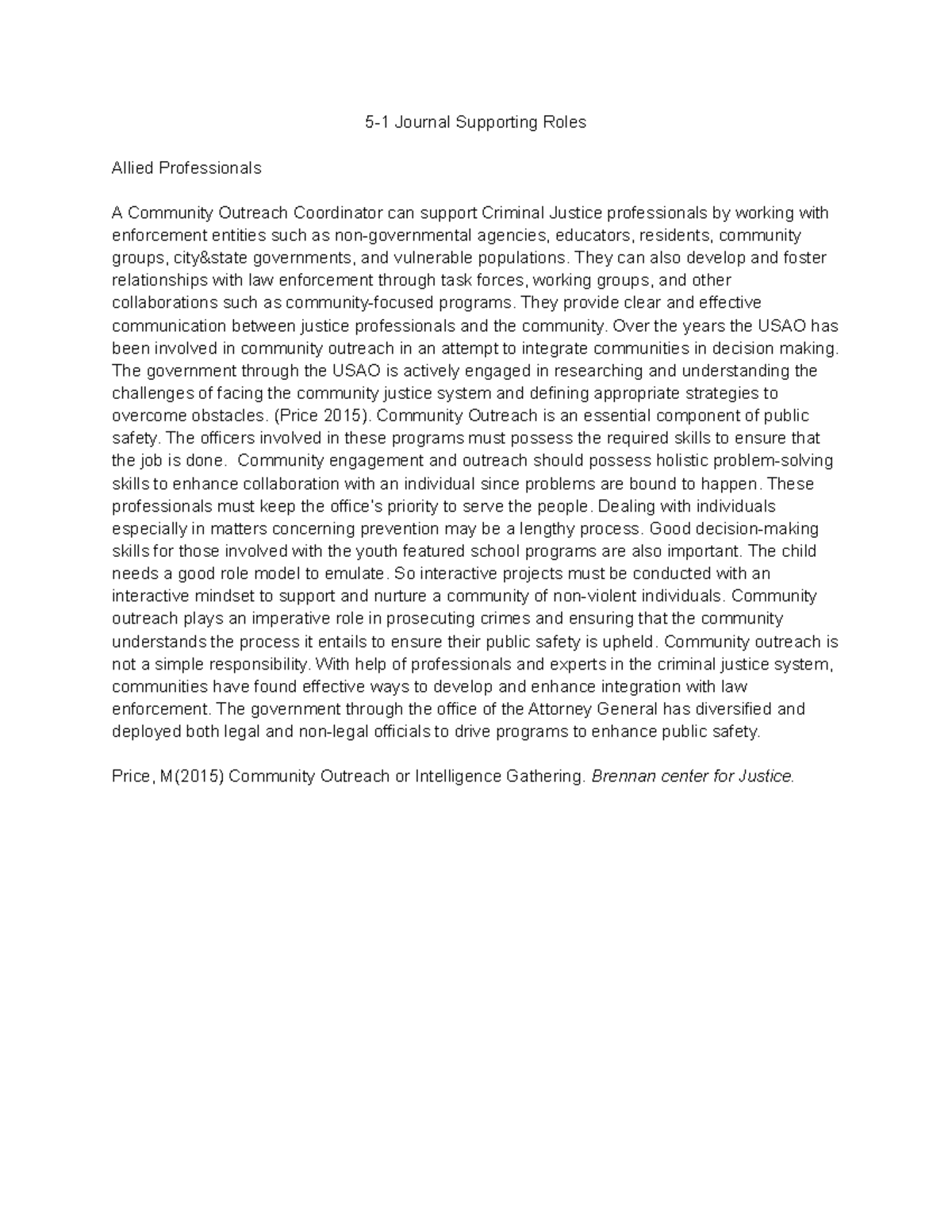 5-1 Journal Supporting Roles - 5-1 Journal Supporting Roles Allied ...