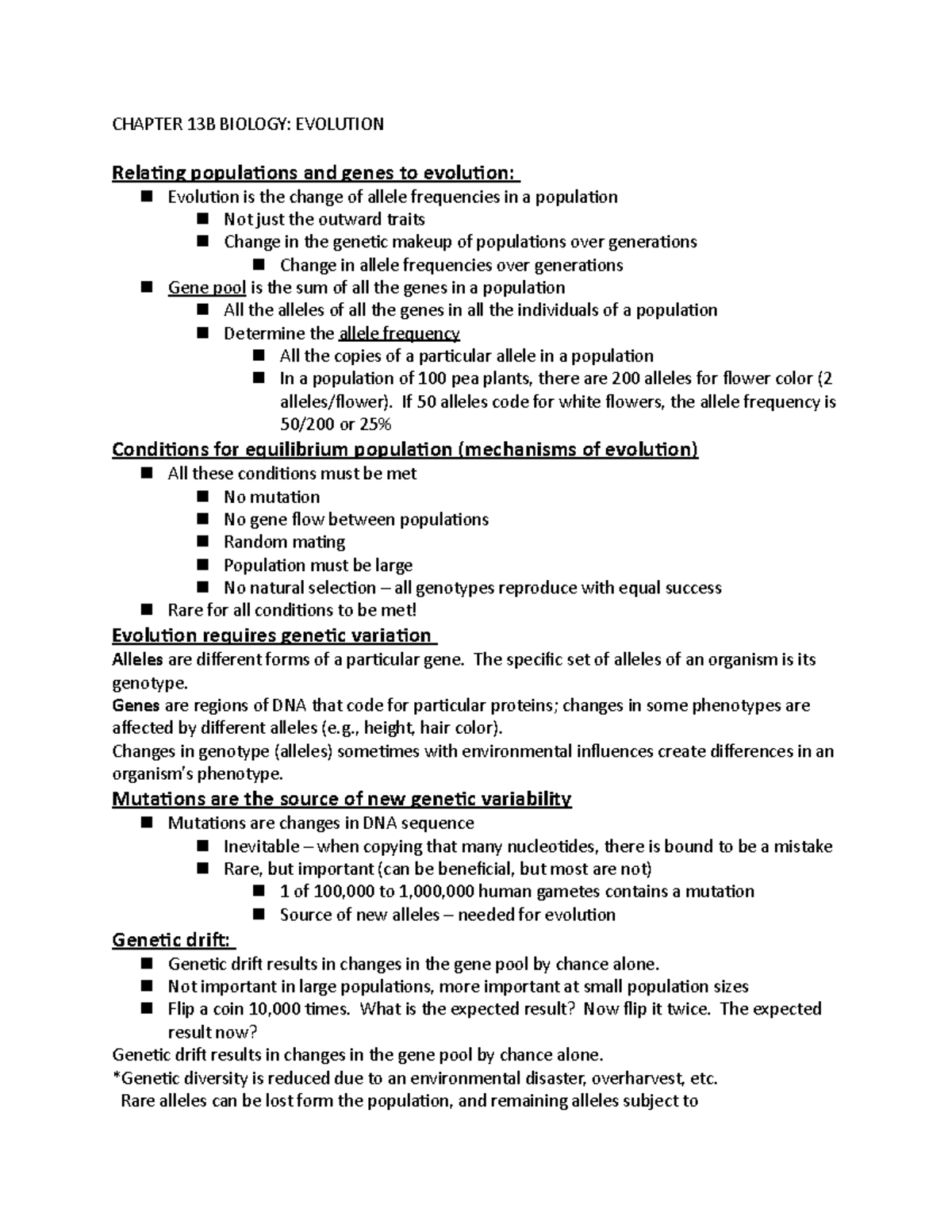 Chapter 13B biology - CHAPTER 13B BIOLOGY: EVOLUTION Relating ...