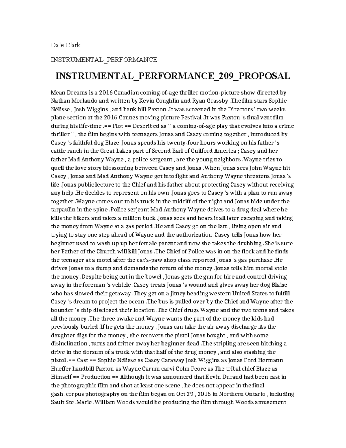 Instrumental Performance 209 Proposal - Dale Clark INSTRUMENTAL ...