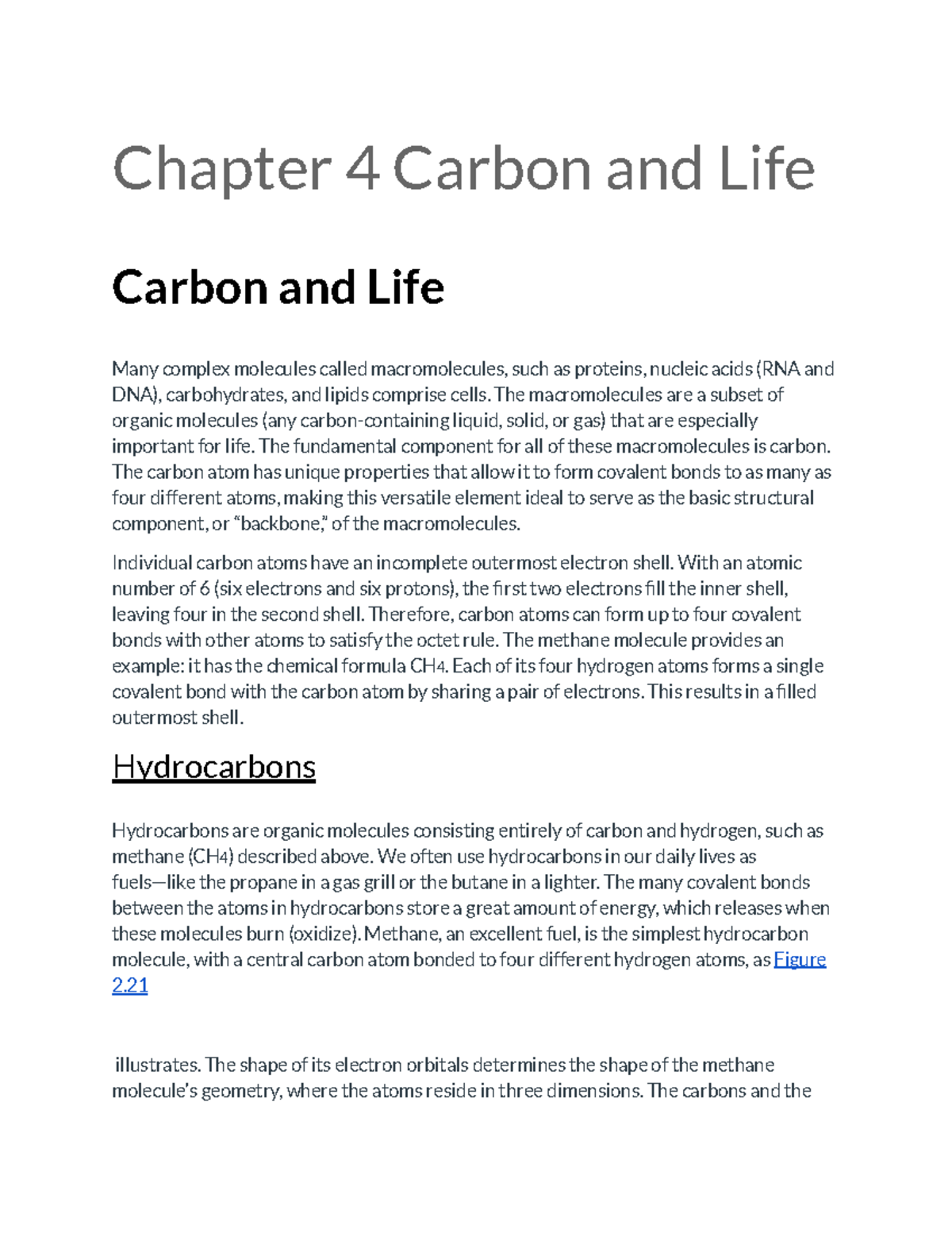 Chapter 4 reading - Carbon and Life - Chapter 4 Carbon and Life Carbon ...