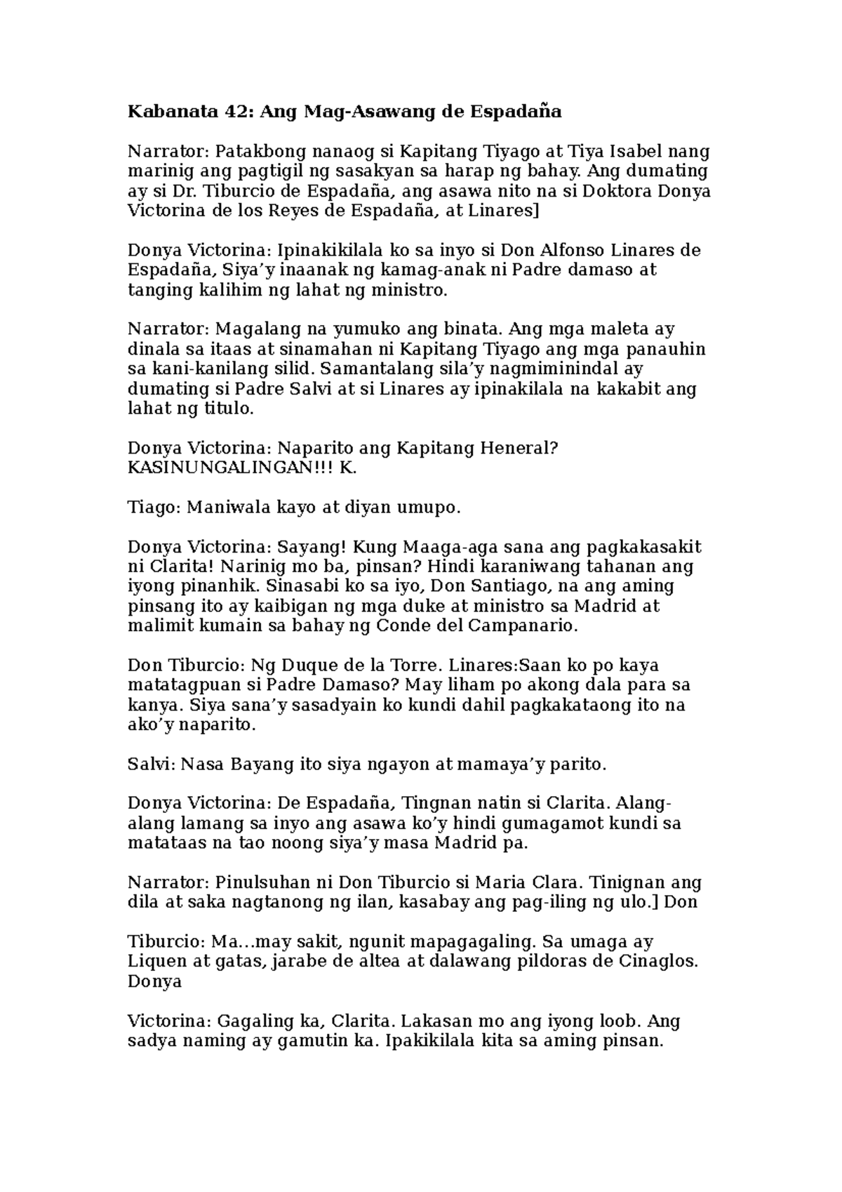42-44 Script Compilation - Kabanata 42: Ang Mag-Asawang de Espadaña ...
