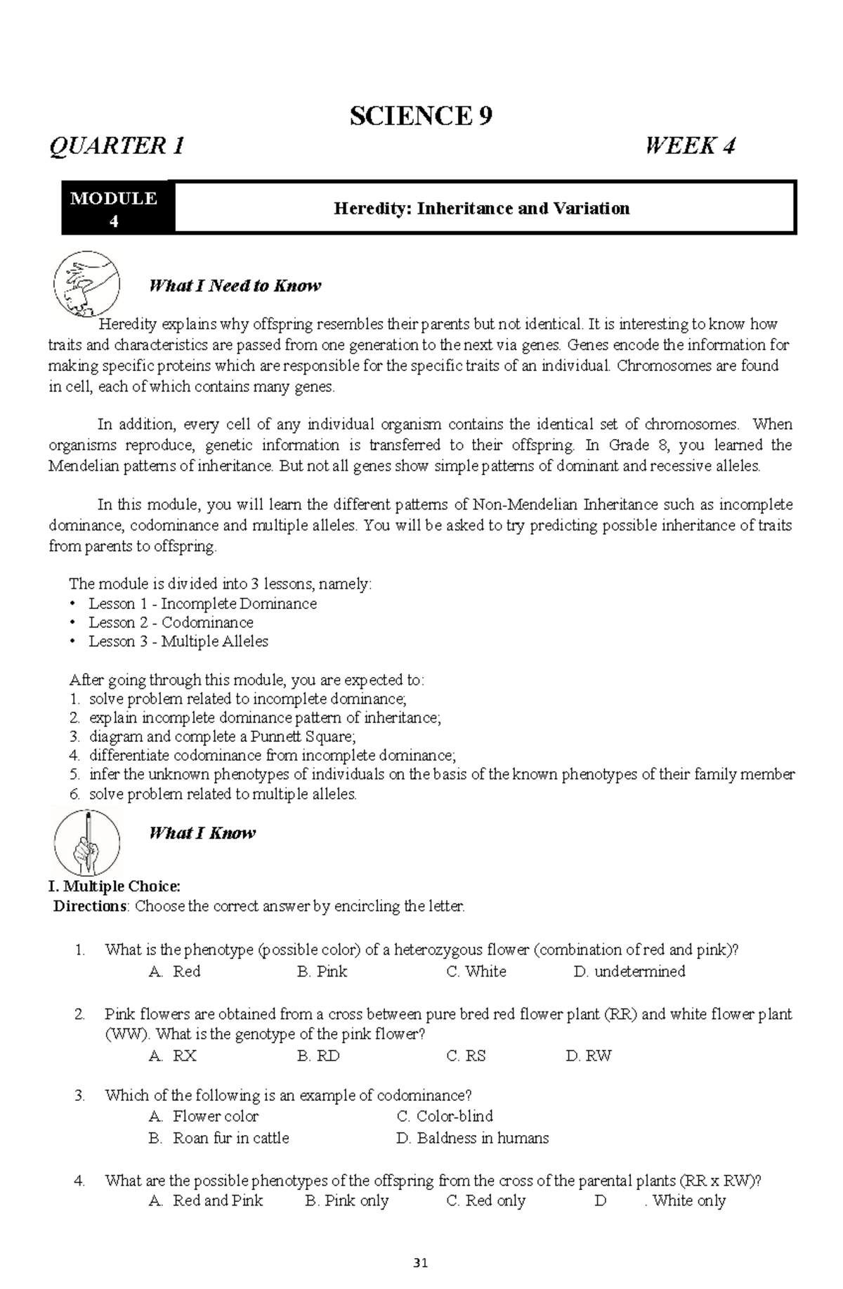 Quarter 1 week 4 - mendelian genetics - SCIENCE 9 QUARTER 1 WEEK 4 What ...