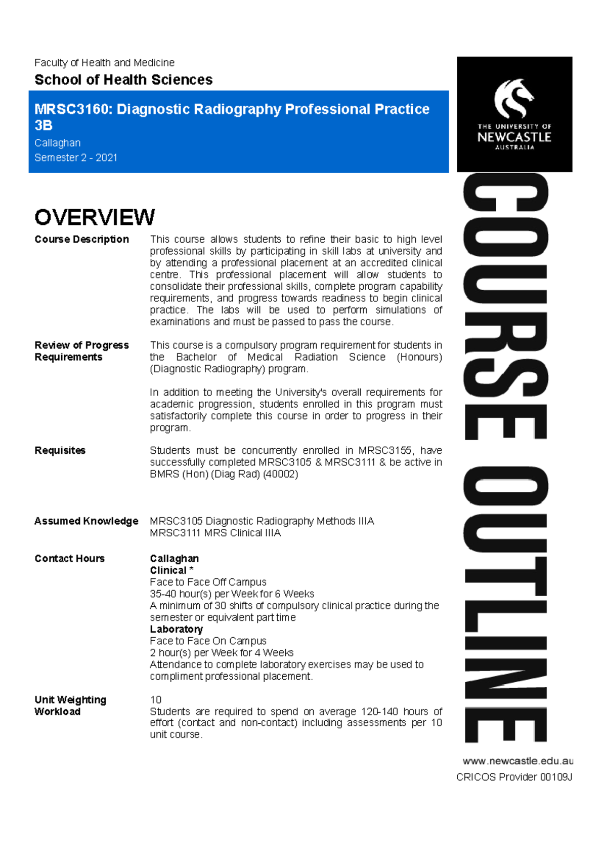 MRSC3160 2021 Course Outline - MRSC3160 - UoN - Studocu