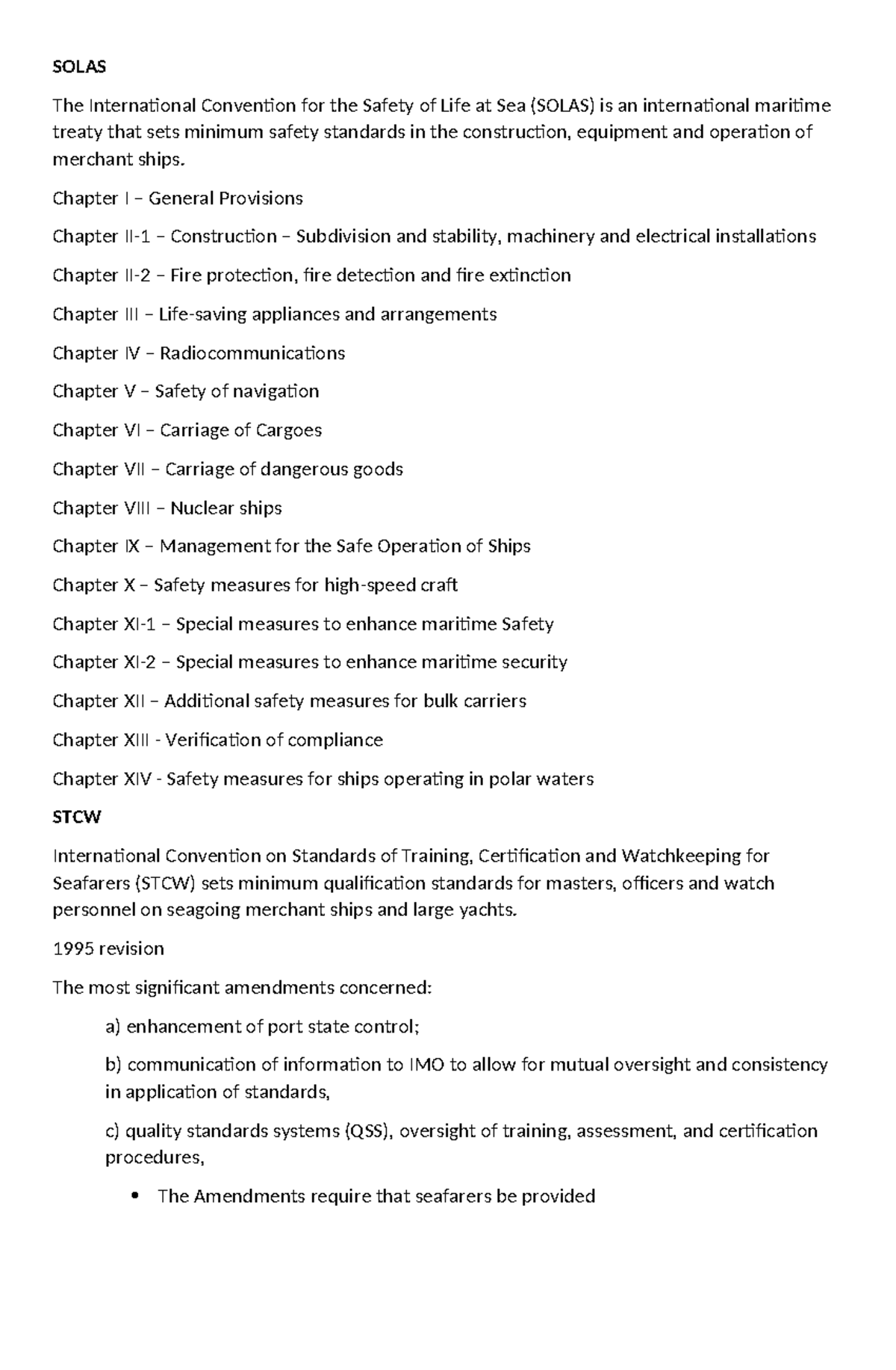 Maritime Reviewer Q1 - SOLAS The International Convention for the ...