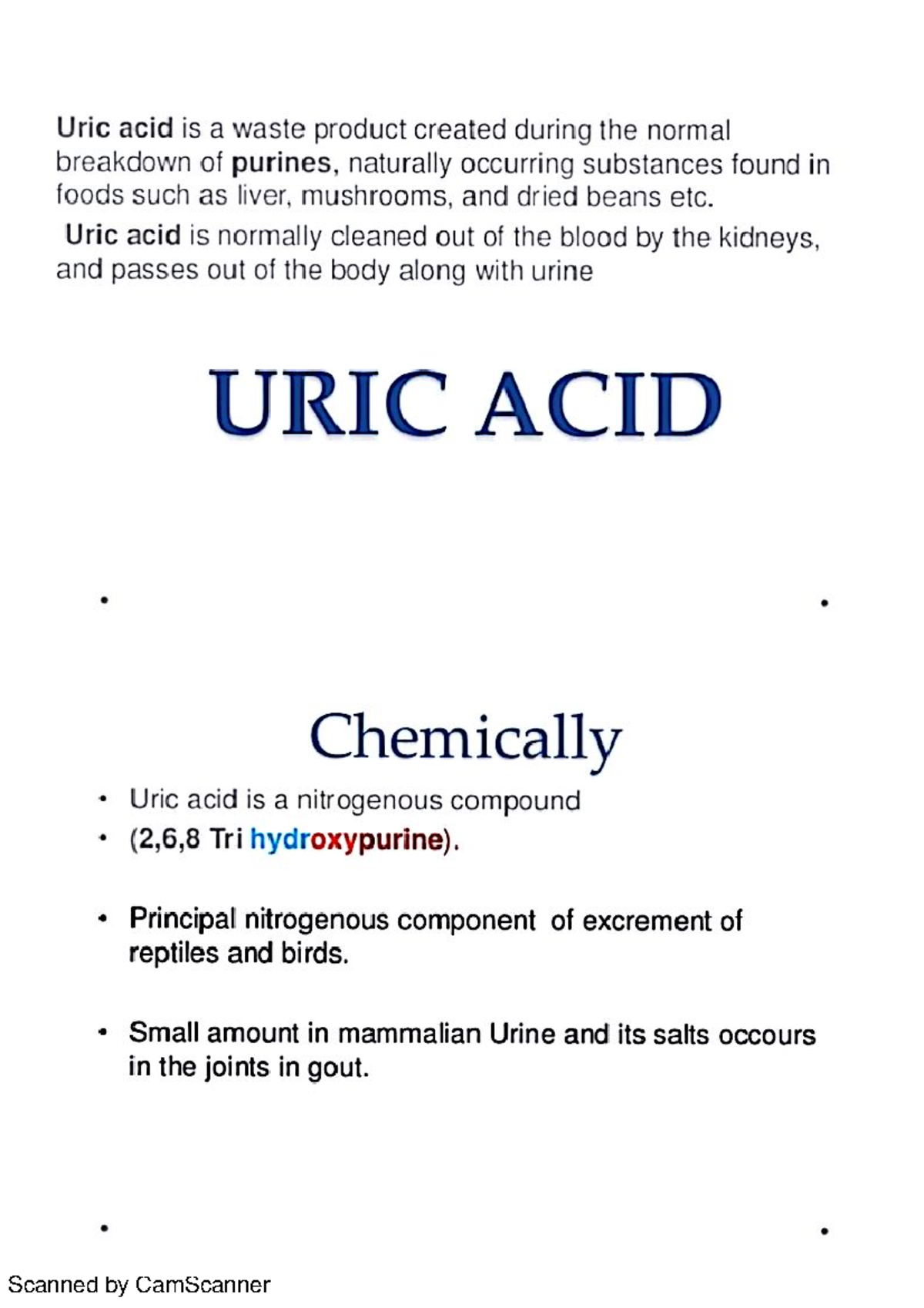 Uric acid - Biochemistry - Studocu