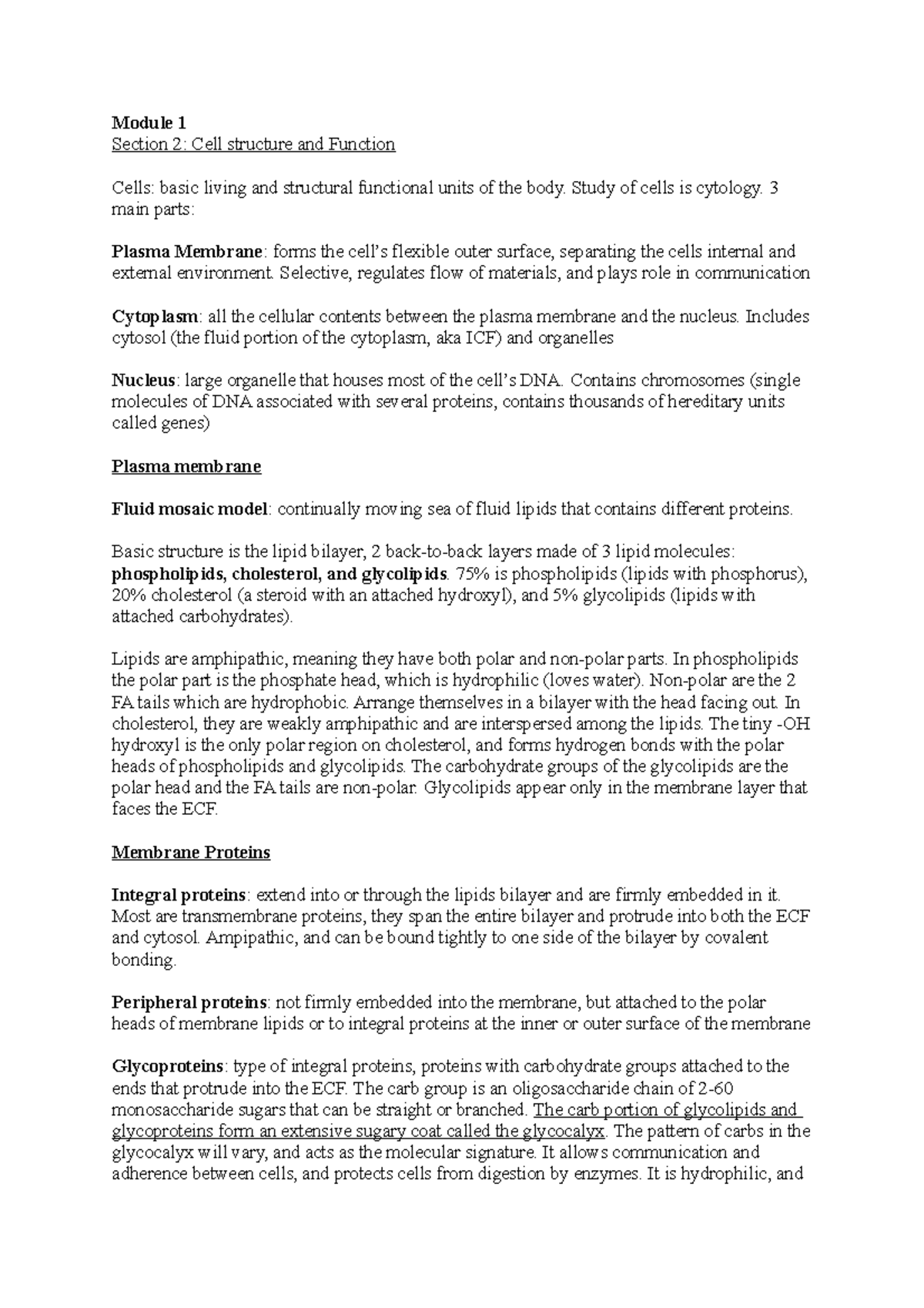 Anatomy-Cell structure and function - Module 1 Section 2: Cell ...