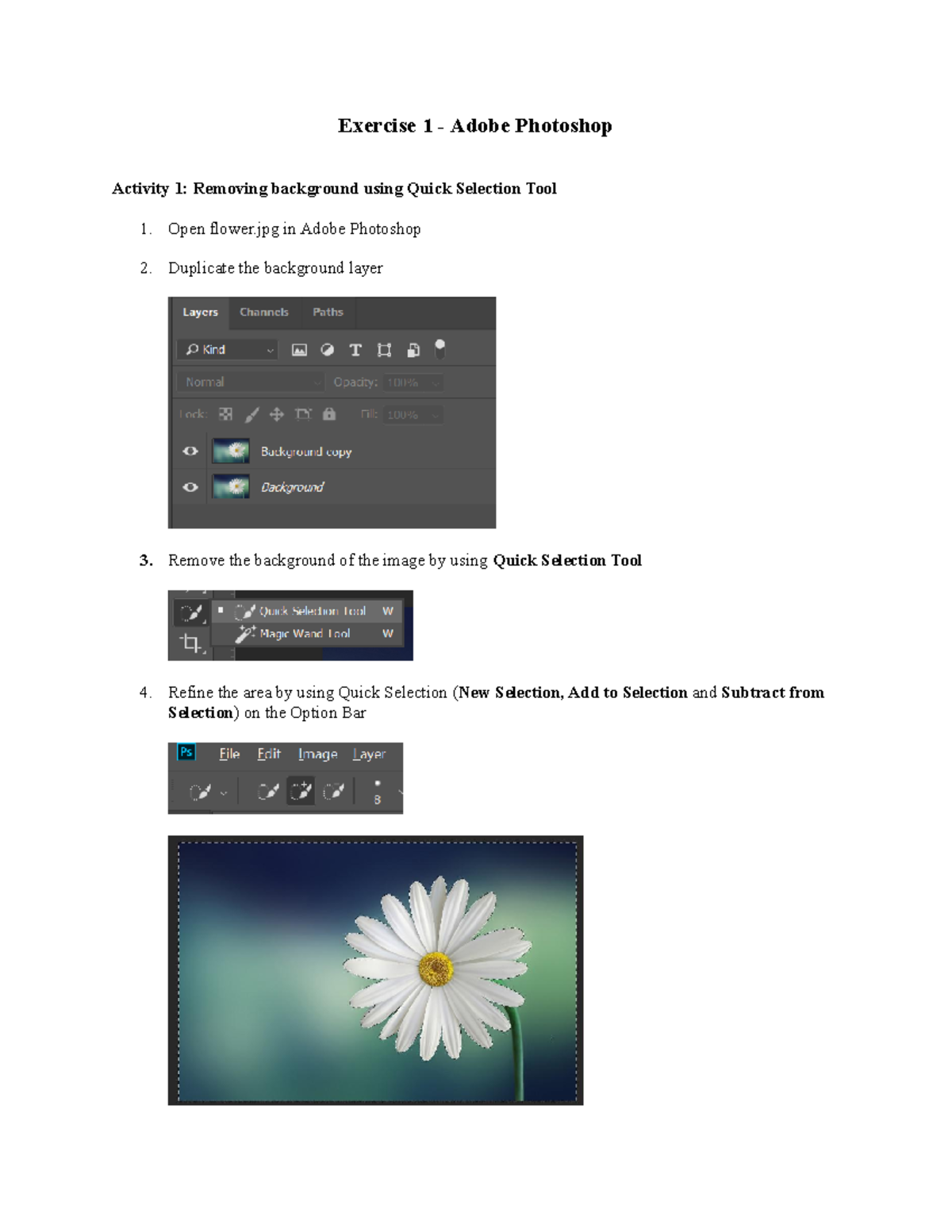 Execise 1 - Lab Tutorial 1 - Exercise 1 - Adobe Photoshop Activity 1 ...